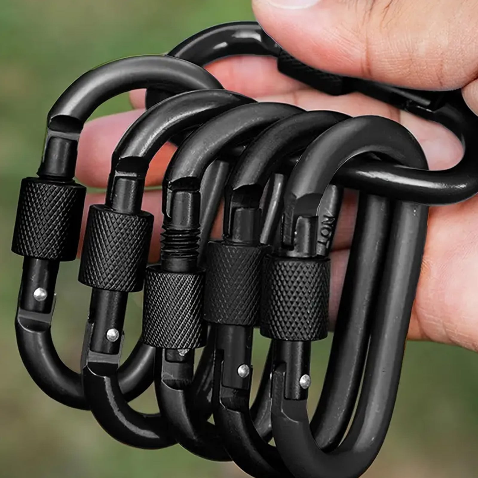 BYXAS 6 Pack Carabiner Clip D-Shape Spring for Keychain, 3 inch Heavy ...
