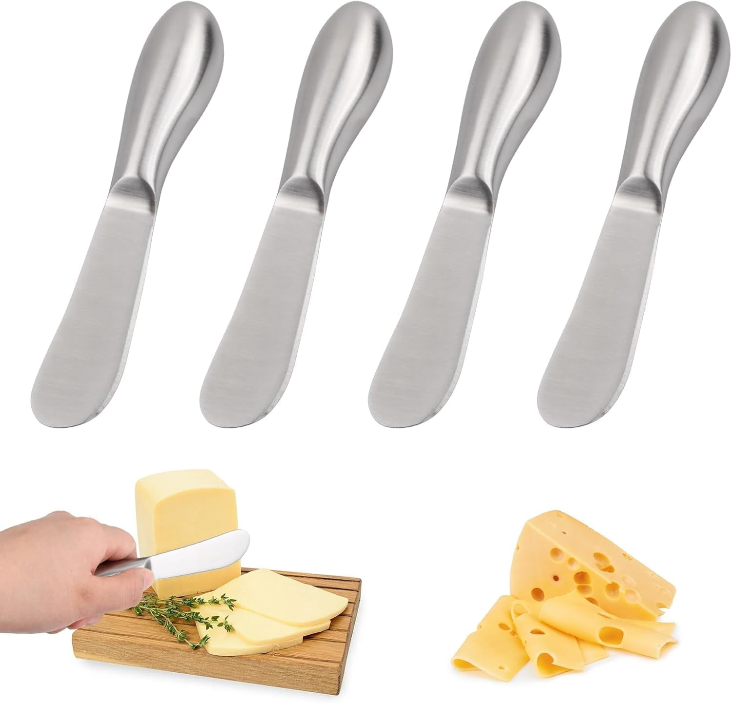 BYXAS Butter Knives 4 Pieces Stainless Steel Cheese Spreader Set ...