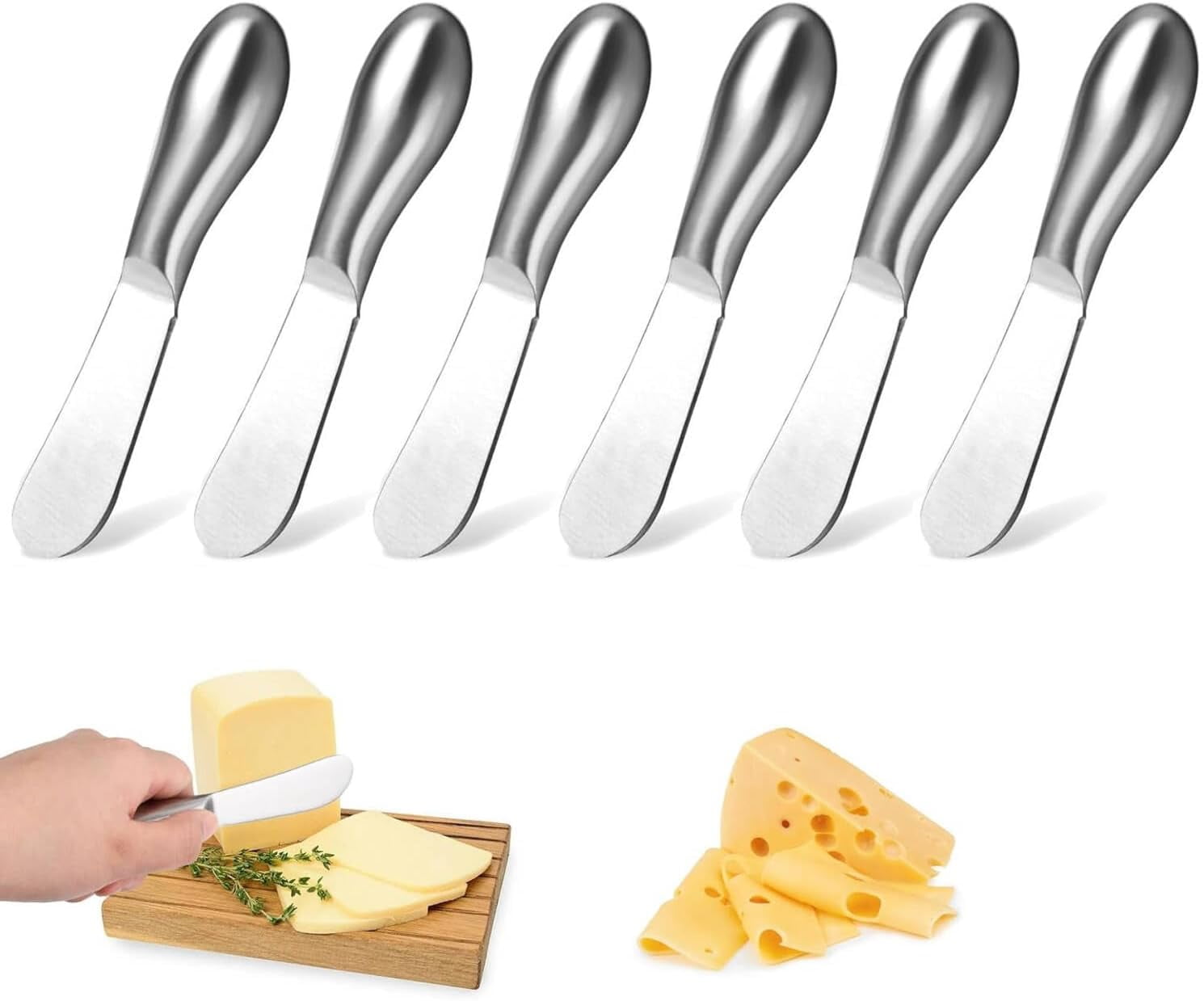 BYXAS Butter Knives 6 Pieces Stainless Steel Cheese Butter Spreader ...