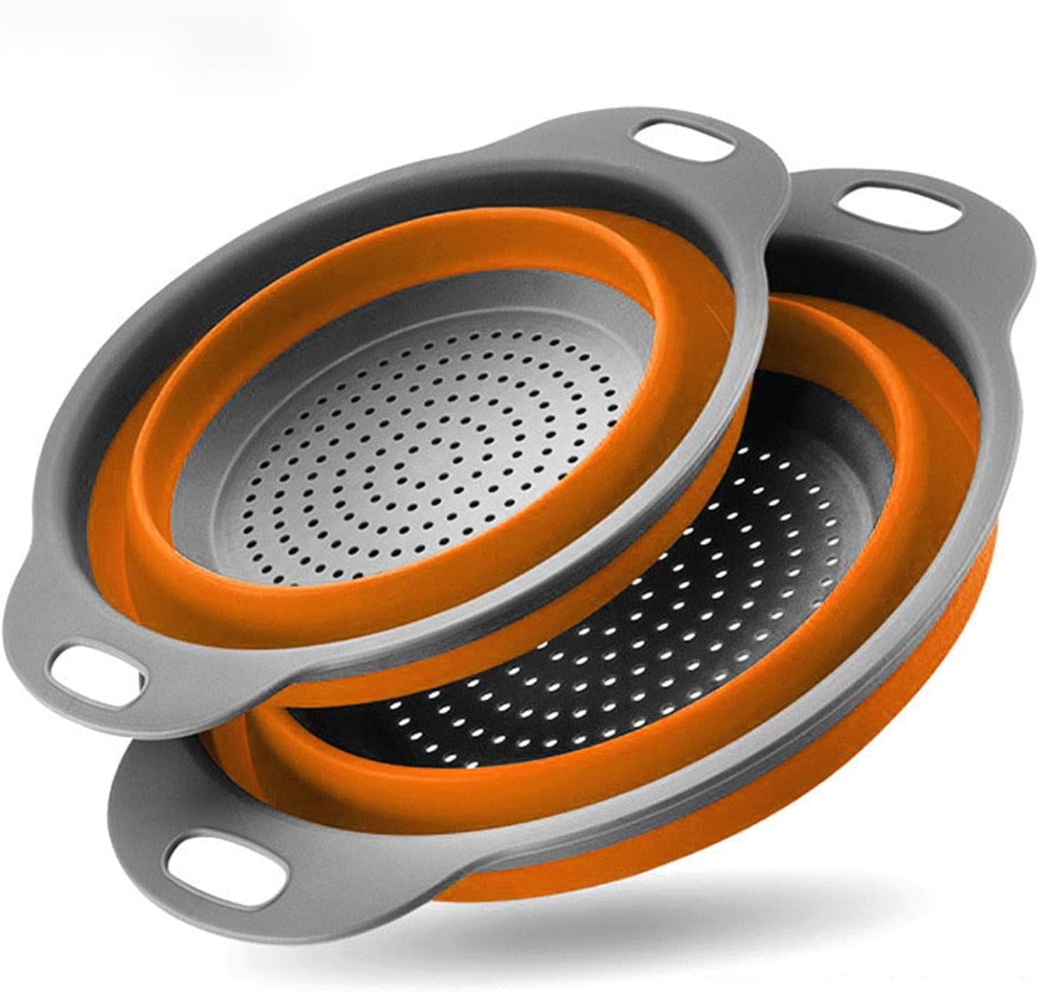 BYXAS Collapsible Colander Set of 2 Silicone Kitchen Strainer Set ...