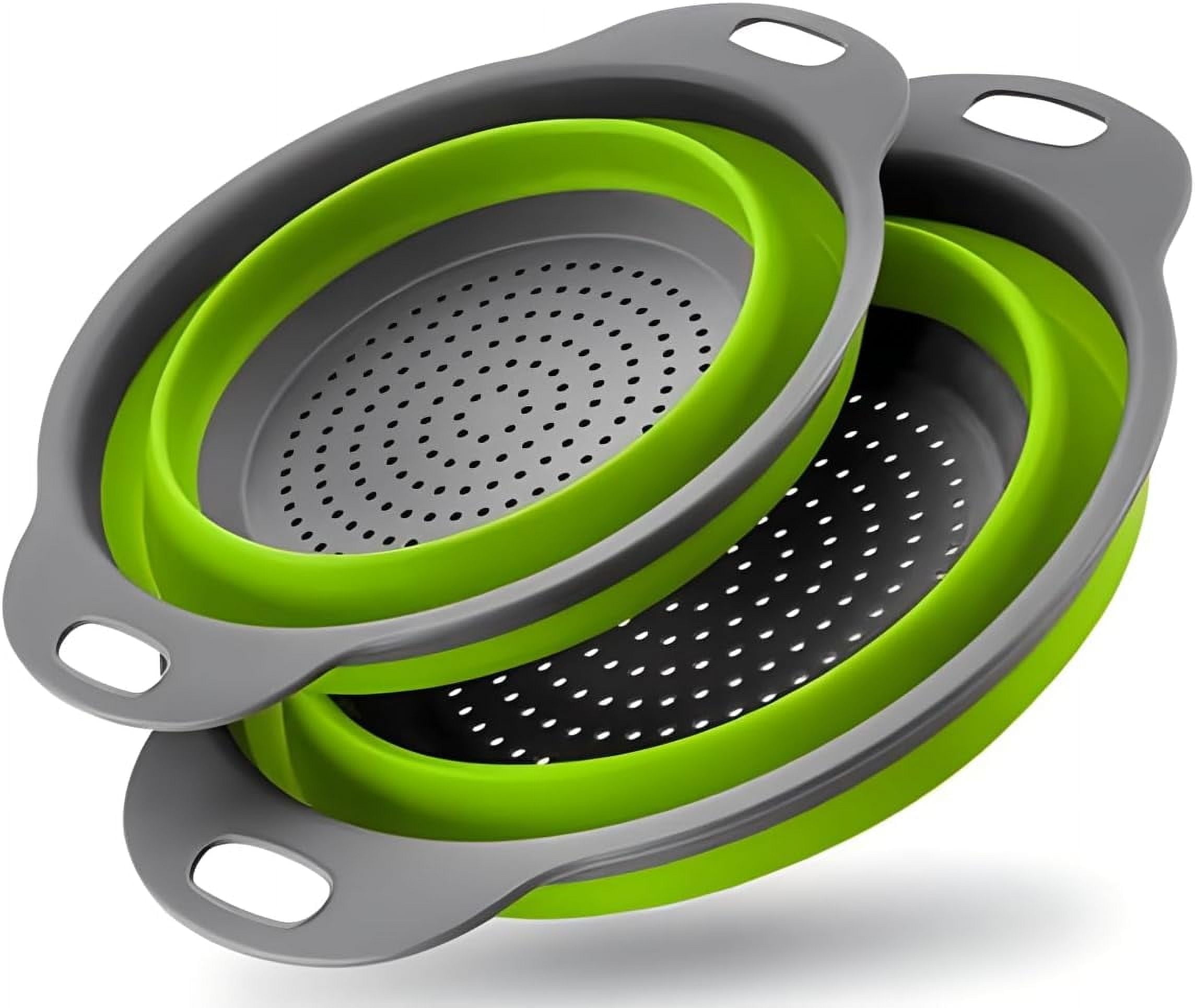 BYXAS Collapsible Colander Set of 2 Silicone Kitchen Strainer Set ...