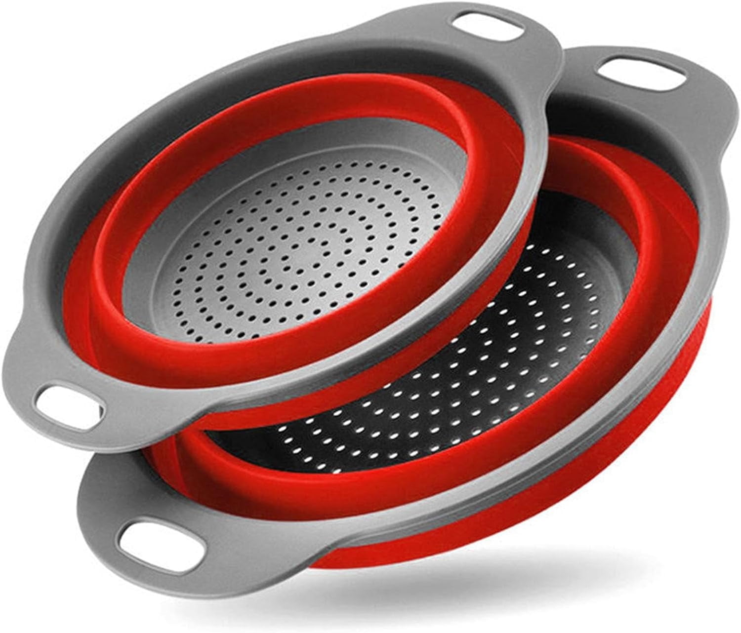 BYXAS Collapsible Colander Set of 2 Silicone Kitchen Strainer Set ...