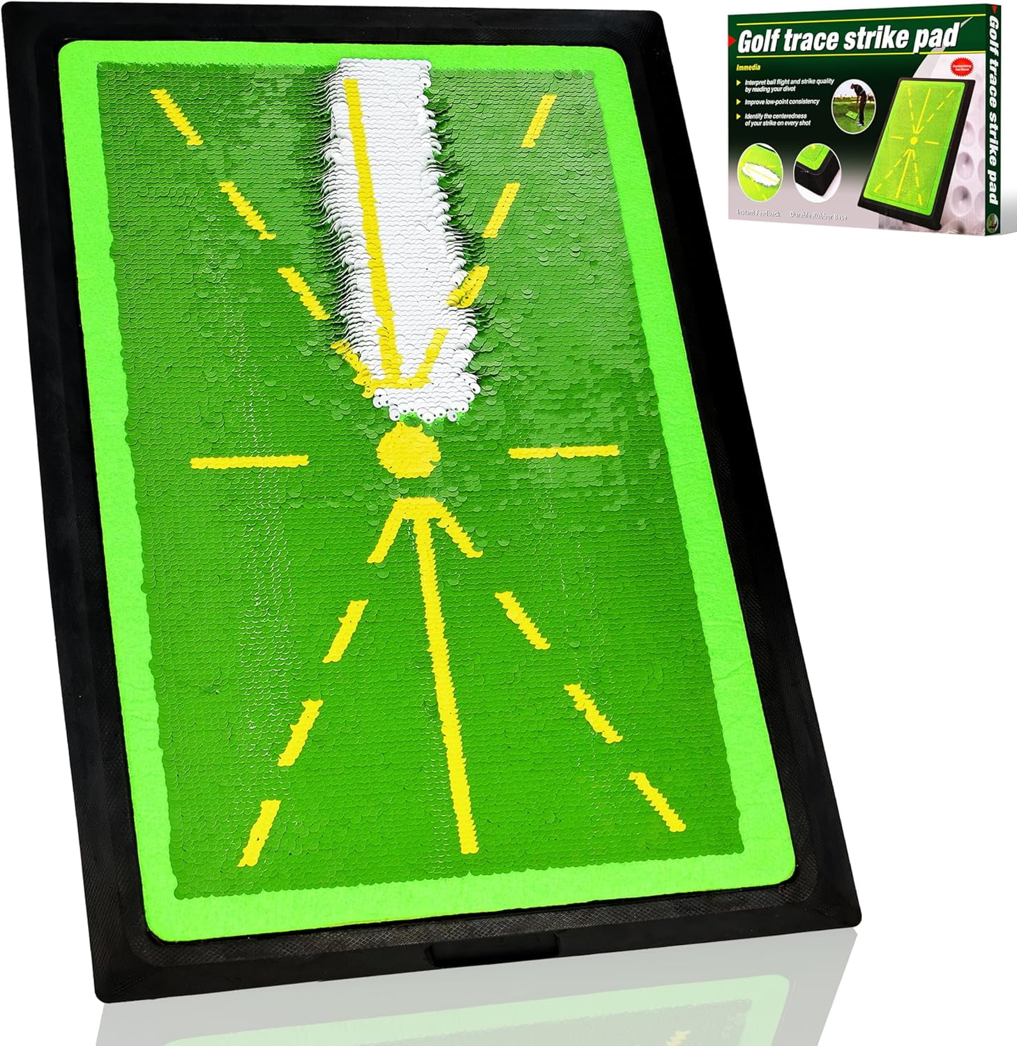BYXAS Golf Hitting Mat – Practice Mat with Swing Path Feedback & Impact ...