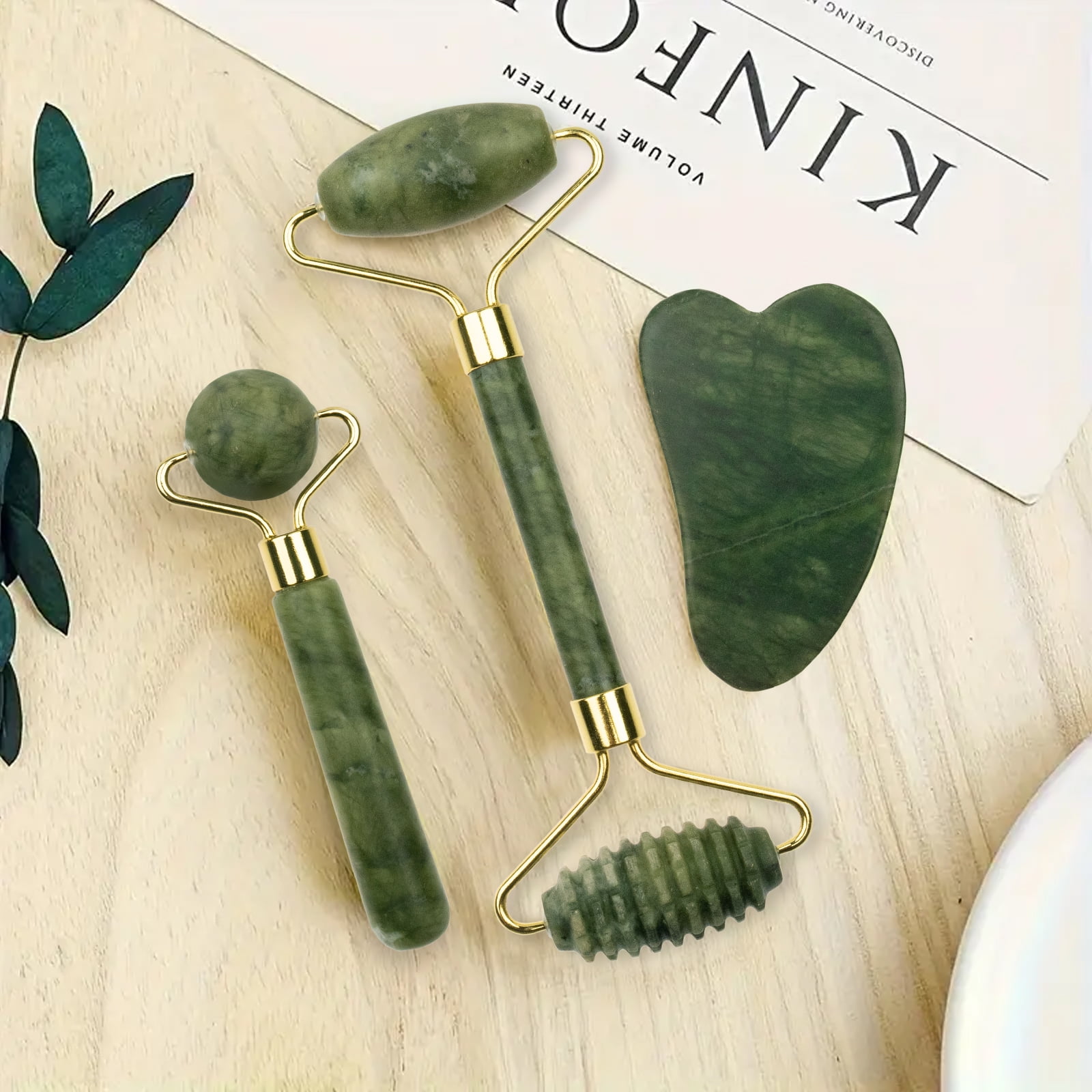 BYXAS Gua Sha Facial Tools Set of 3 - Large Bian Stone for Face & Body ...