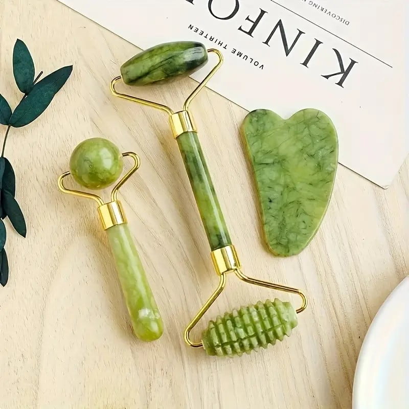 BYXAS Gua Sha Facial Tools Set of 3 - Large Bian Stone for Face & Body ...