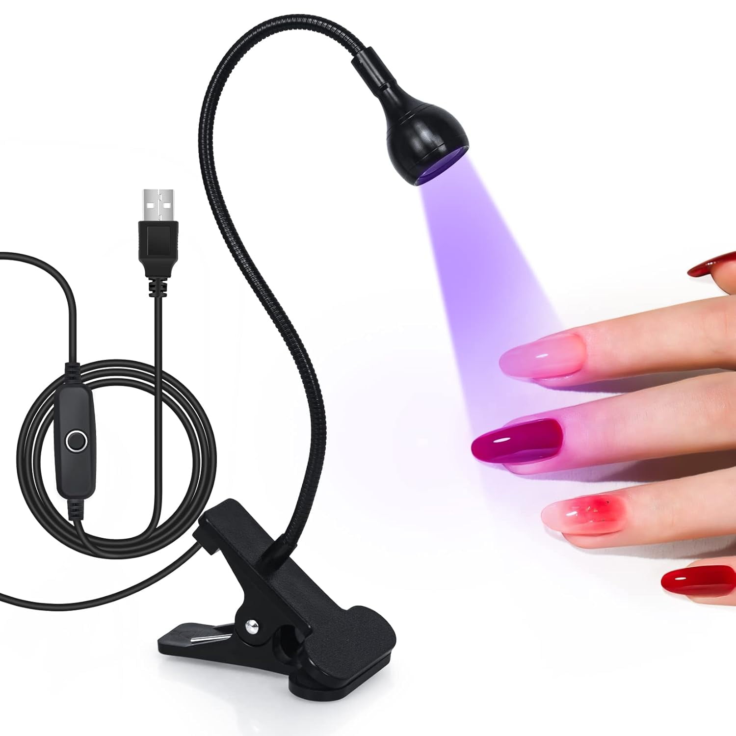 BYXAS LED Nail Lamp,3W Nail Dryer with Gooseneck and Clamp Adjustable ...