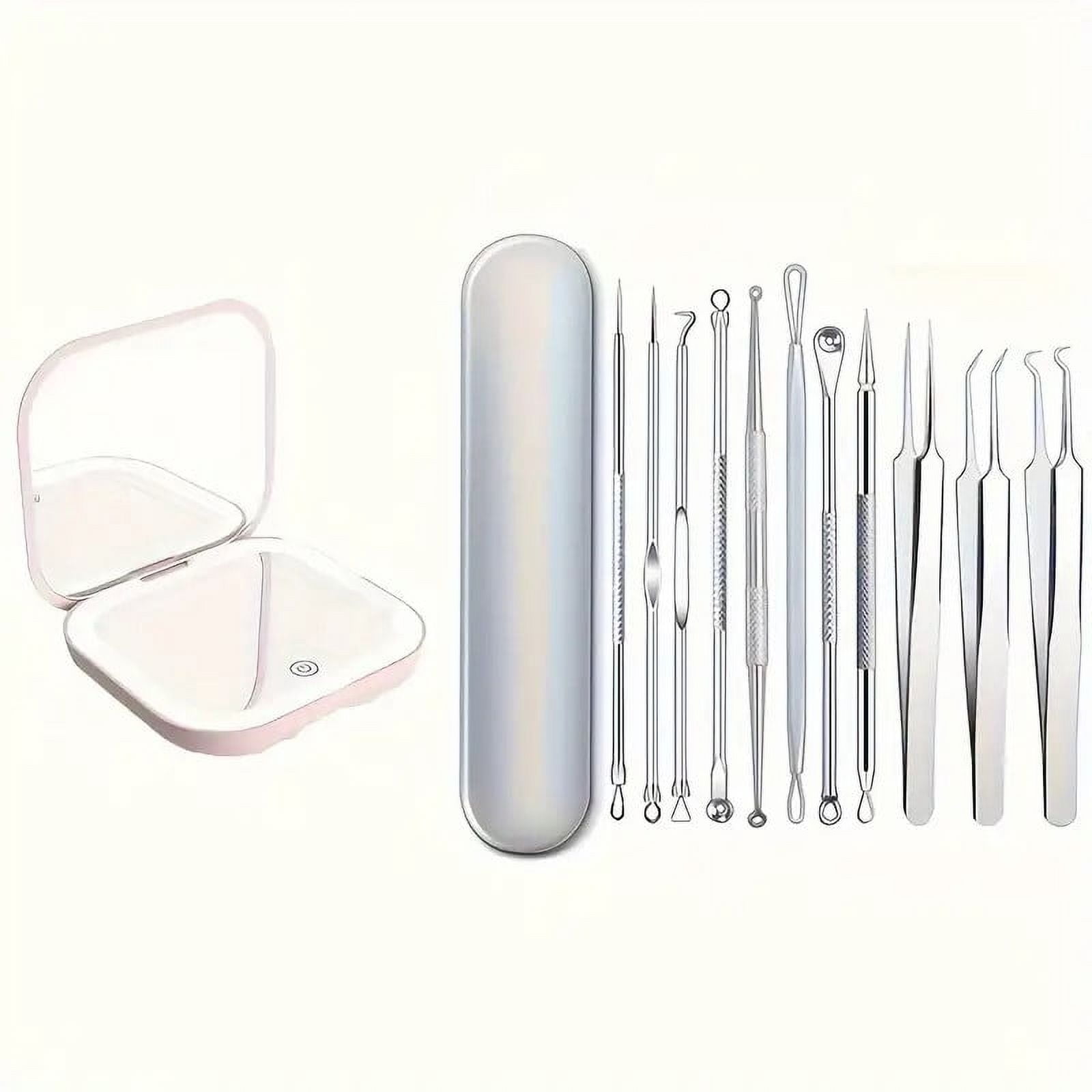BYXAS Pimple Popper Tool Kit with Makeup Mirror, 11 PCS Professional ...