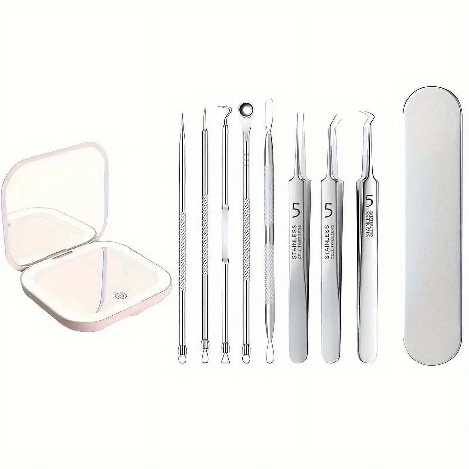 BYXAS Pimple Popper Tool Kit with Makeup Mirror, 8 PCS Professional ...