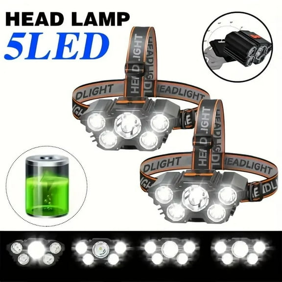 1/2Pcs Led Sensor Flashlight Usb Rechargeable Headlamp 5 Mode Cob Xpe ...