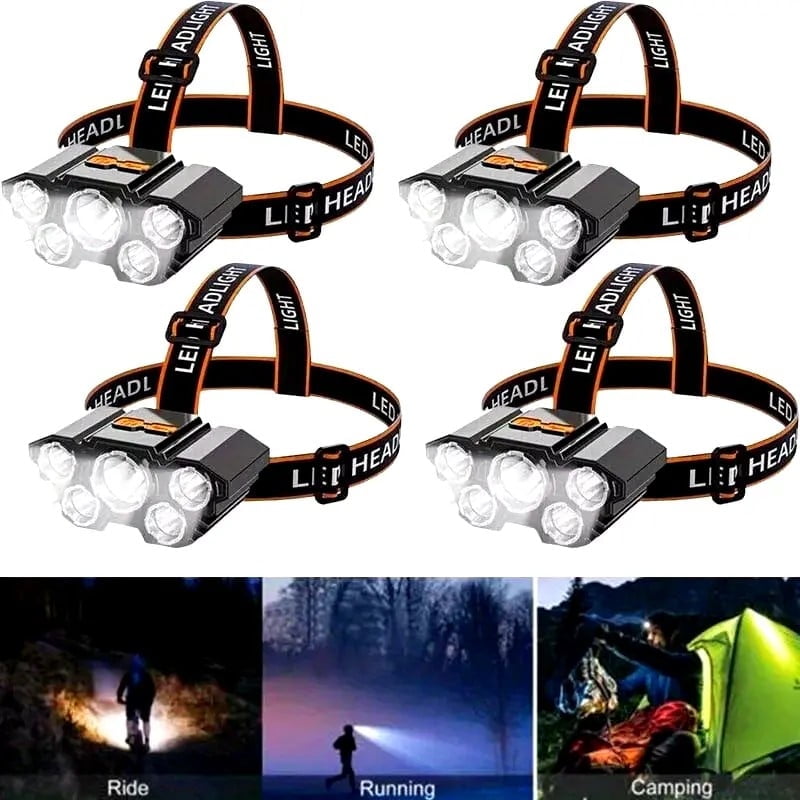 BYXAS Rechargeable Headlamp, 4 Pcs 5 LED High Lumen Super Bright ...