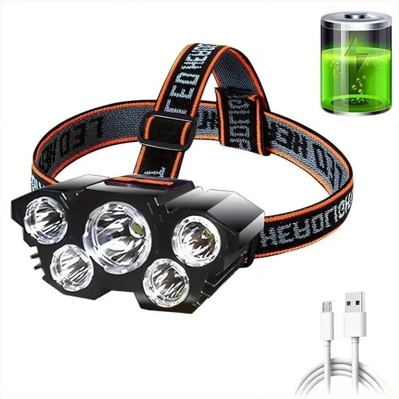 BYXAS Rechargeable Headlamp, 5 LED High Lumens, USB Waterproof ...
