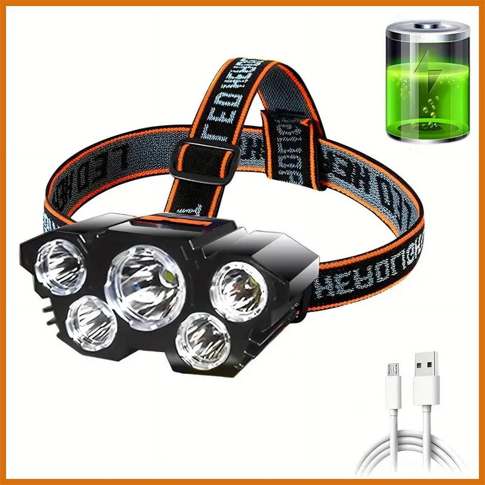 BYXAS Rechargeable Headlamp, 5 LED High Lumen Super Bright Headlights ...