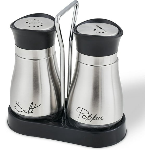 2-Piece Refillable Glass Seasoning Bottle Set with Stainless Steel Lids ...