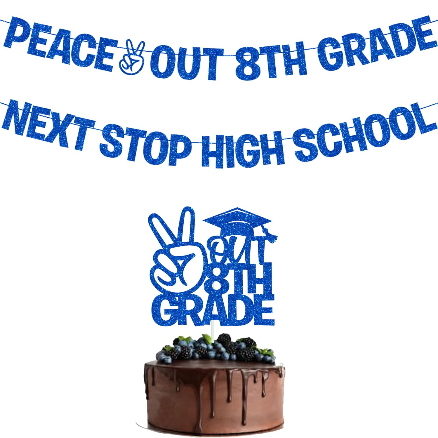 BZBAIS Glittery Peace Out 8th Grade Next KMC2Stop Banner and Peace Out ...