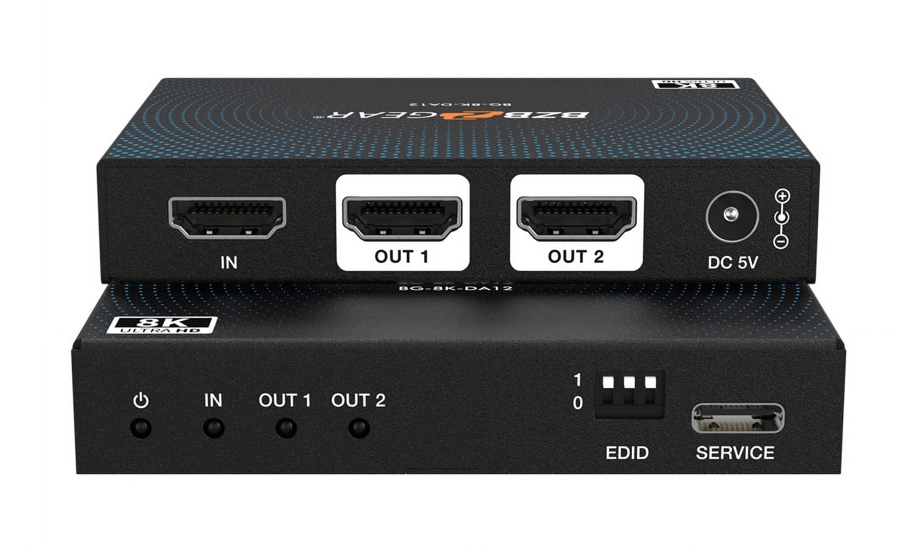 BZBGEAR 1x2 8K UHD HDMI 2.1 Splitter with Auto Downscaling (8K60/4K120 ...