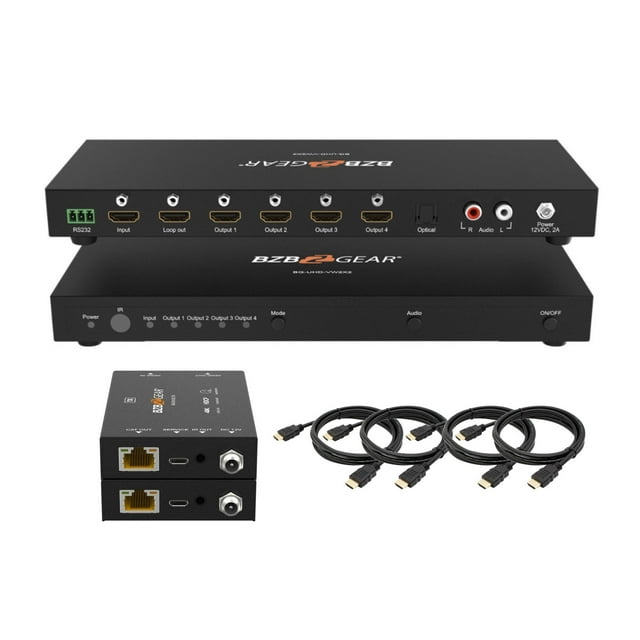 BZBGEAR 2x2 4K60 HDMI Video Wall Processor with HDMI Extender Kit and ...