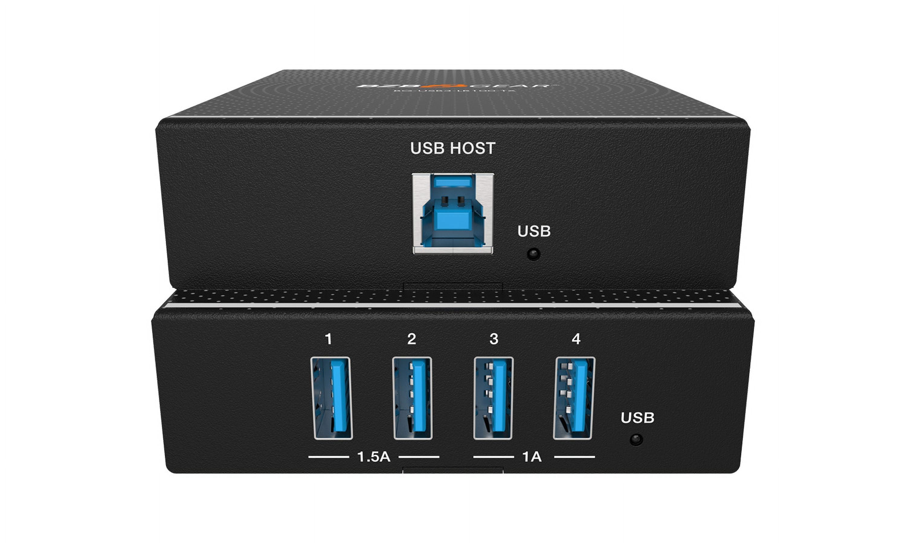 BZBGEAR 4-Port USB 3.0 HDBaseT Extender Over Cat6/7 Cable with PoC/RS-232/FSYNC GPIO up to 330ft ...