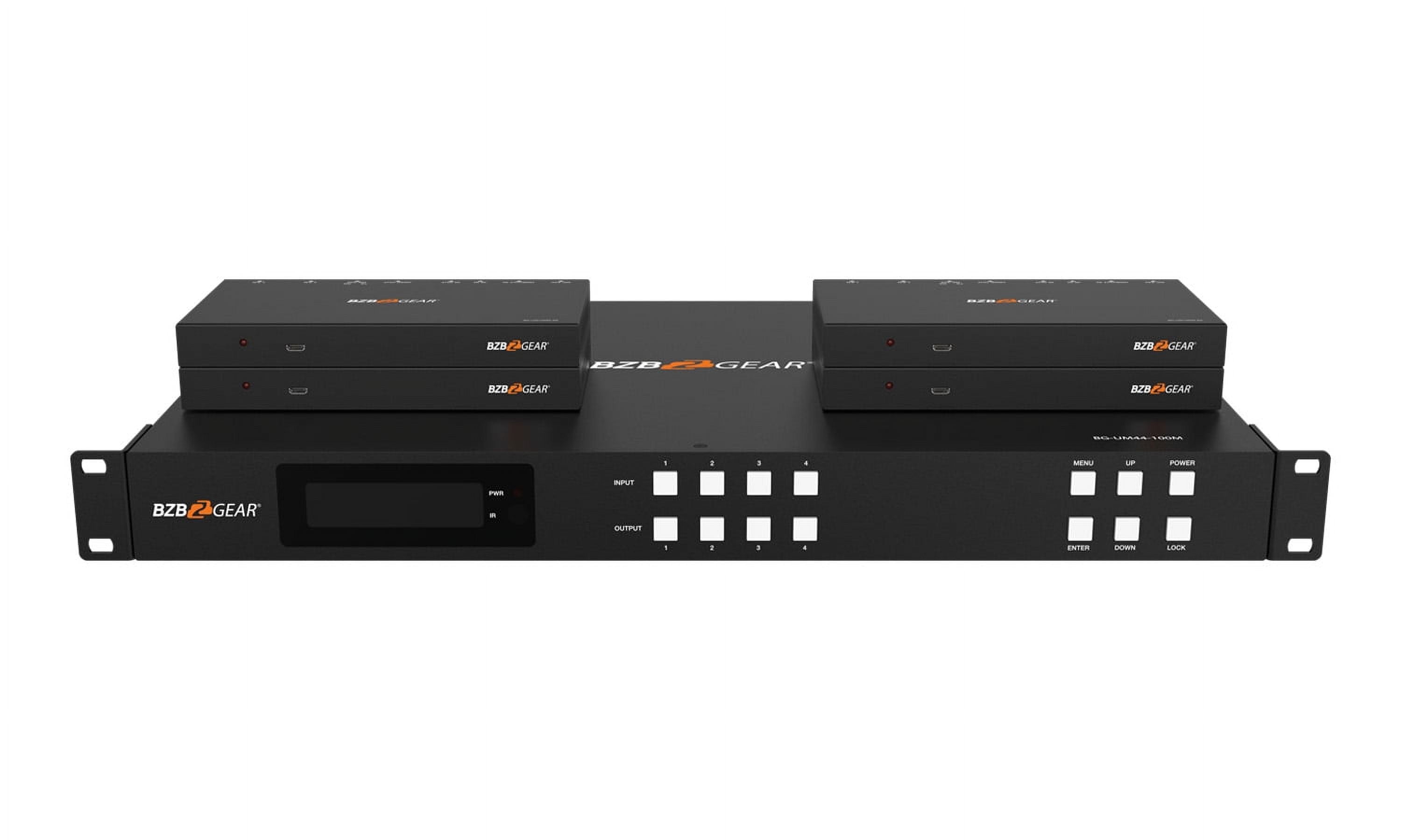 BZBGEAR 4x4 4K UHD HDMI/Audio Matrix Switcher Over HDBaseT with 2-Way ...