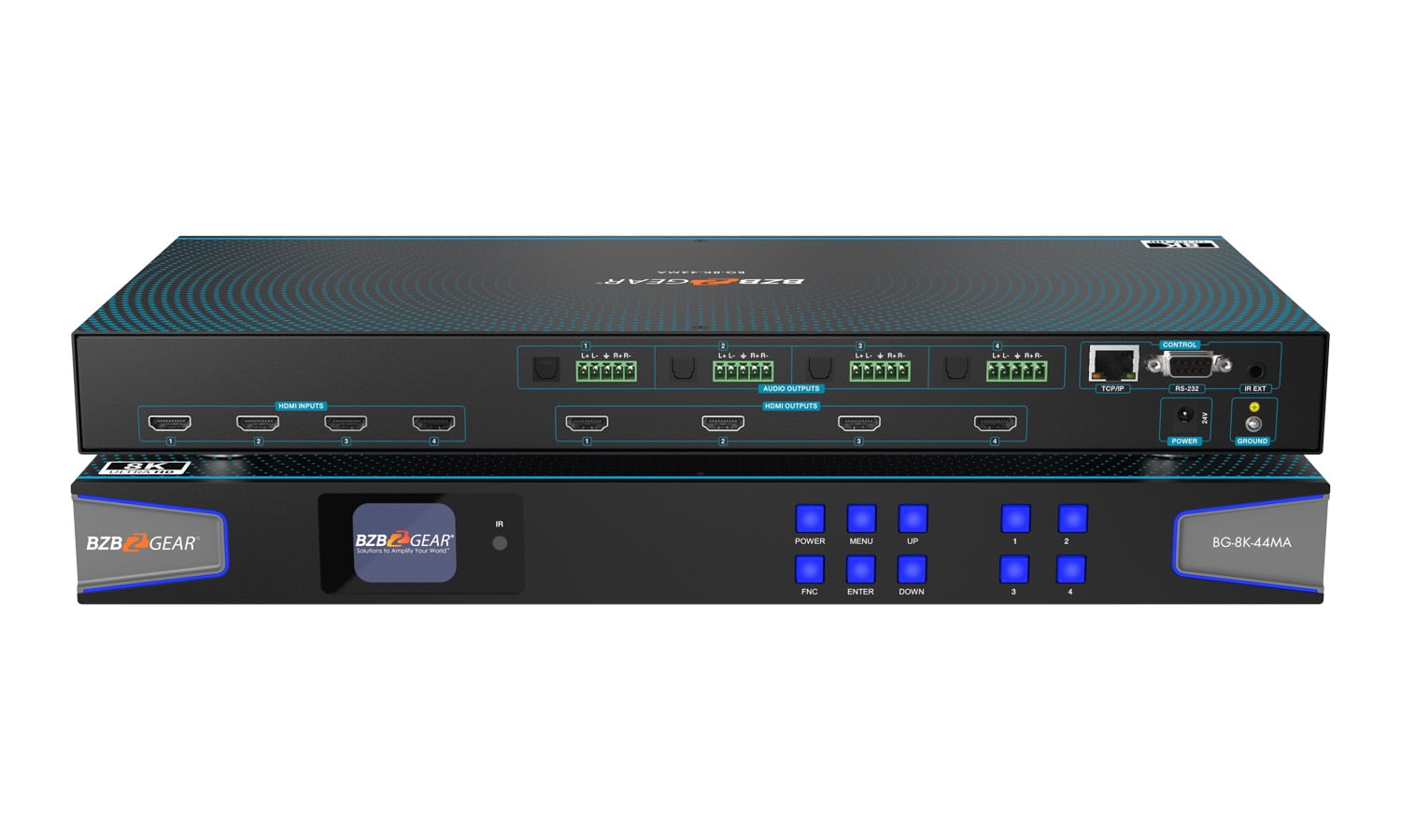 BZBGEAR 4x4 8K UHD HDMI 2.1 Matrix Switcher with Auto Downscaling/Audio ...
