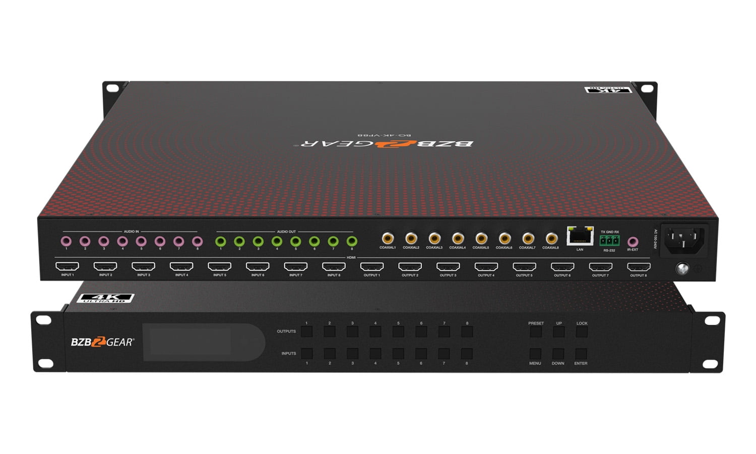 BZBGEAR 8x8 4K UHD Seamless HDMI Matrix Switcher/Video Wall Processor/MultiViewer with Scaler/IR ...