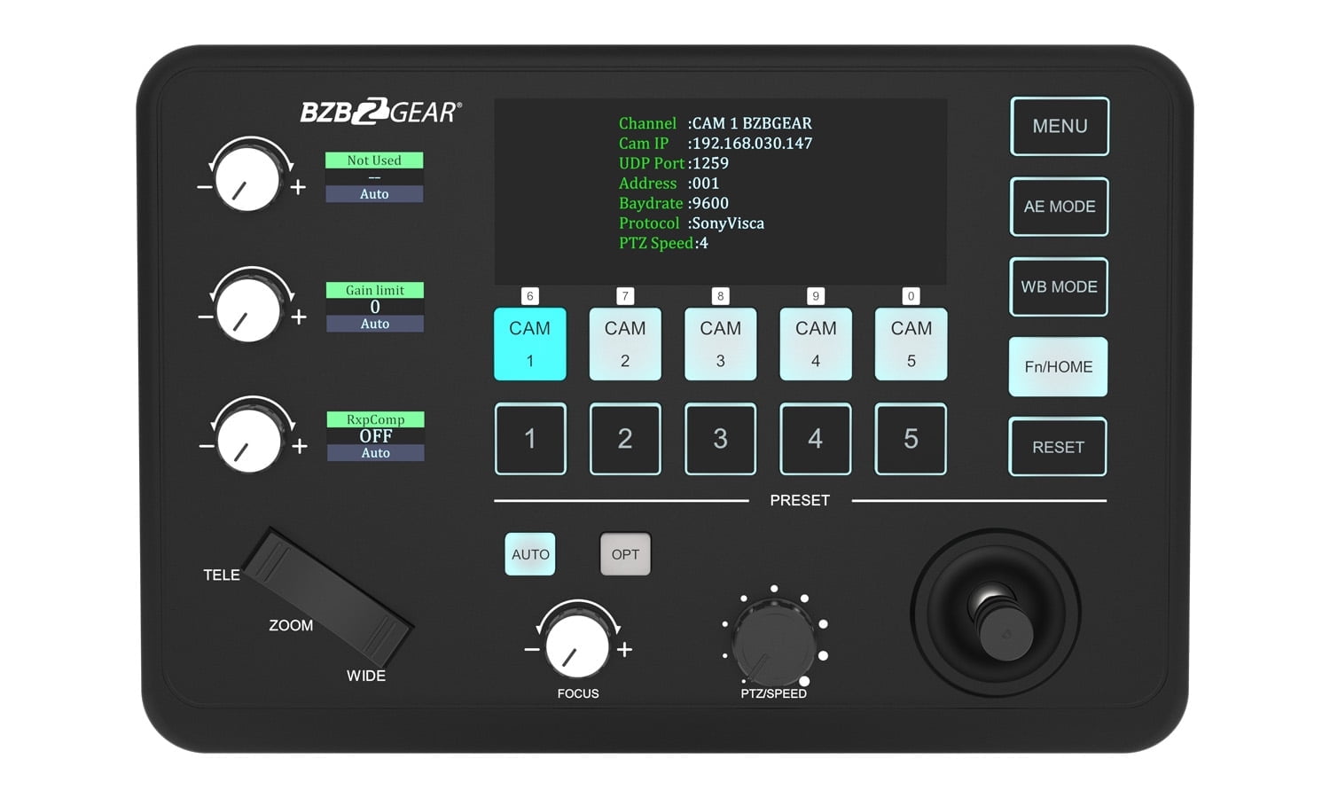 BZBGEAR Universal Compact Serial and IP PTZ Camera Joystick Controller ...