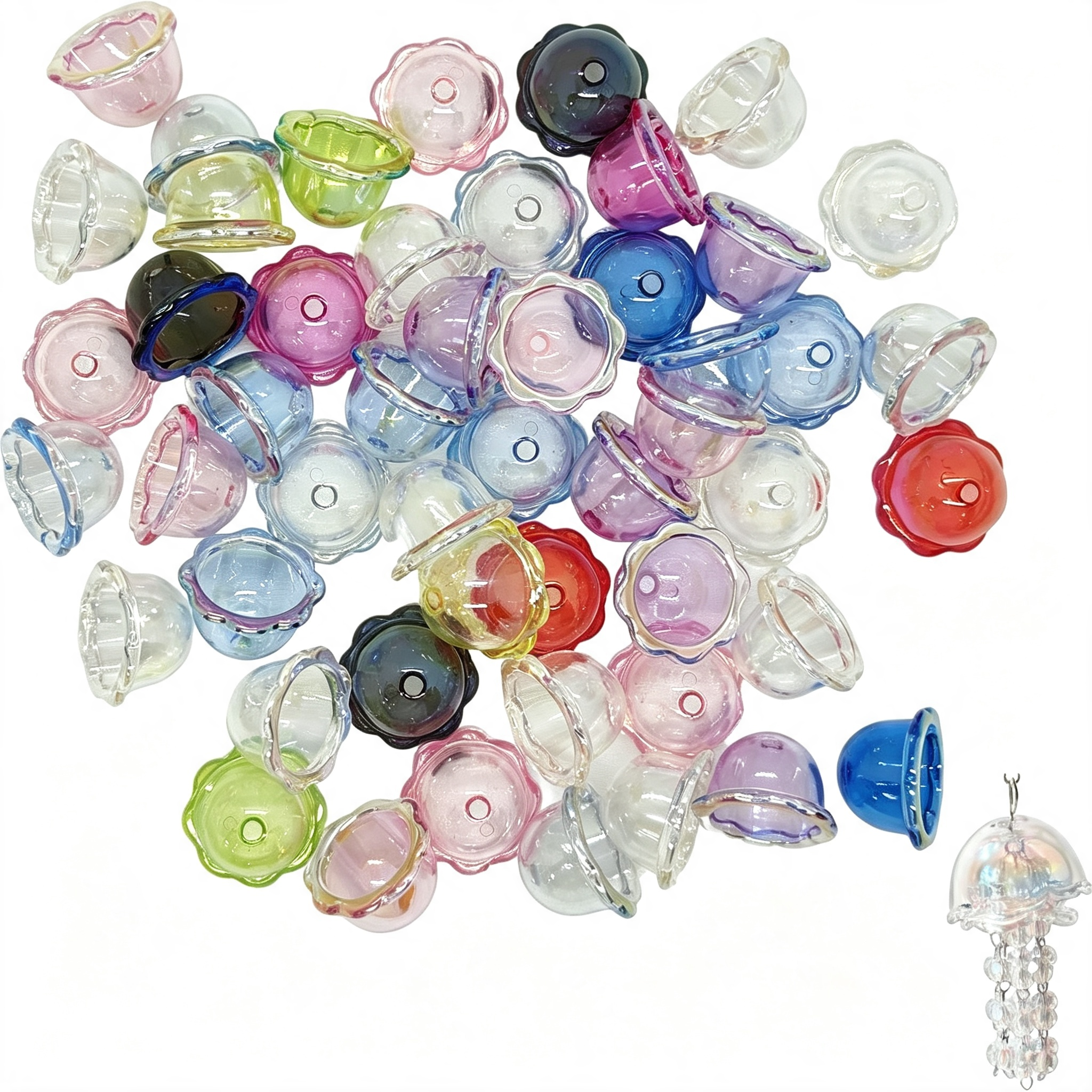 BZCOE 50Pcs Jellyfish Beads Charm Trumpet Flower Bead Caps for Jewelry ...