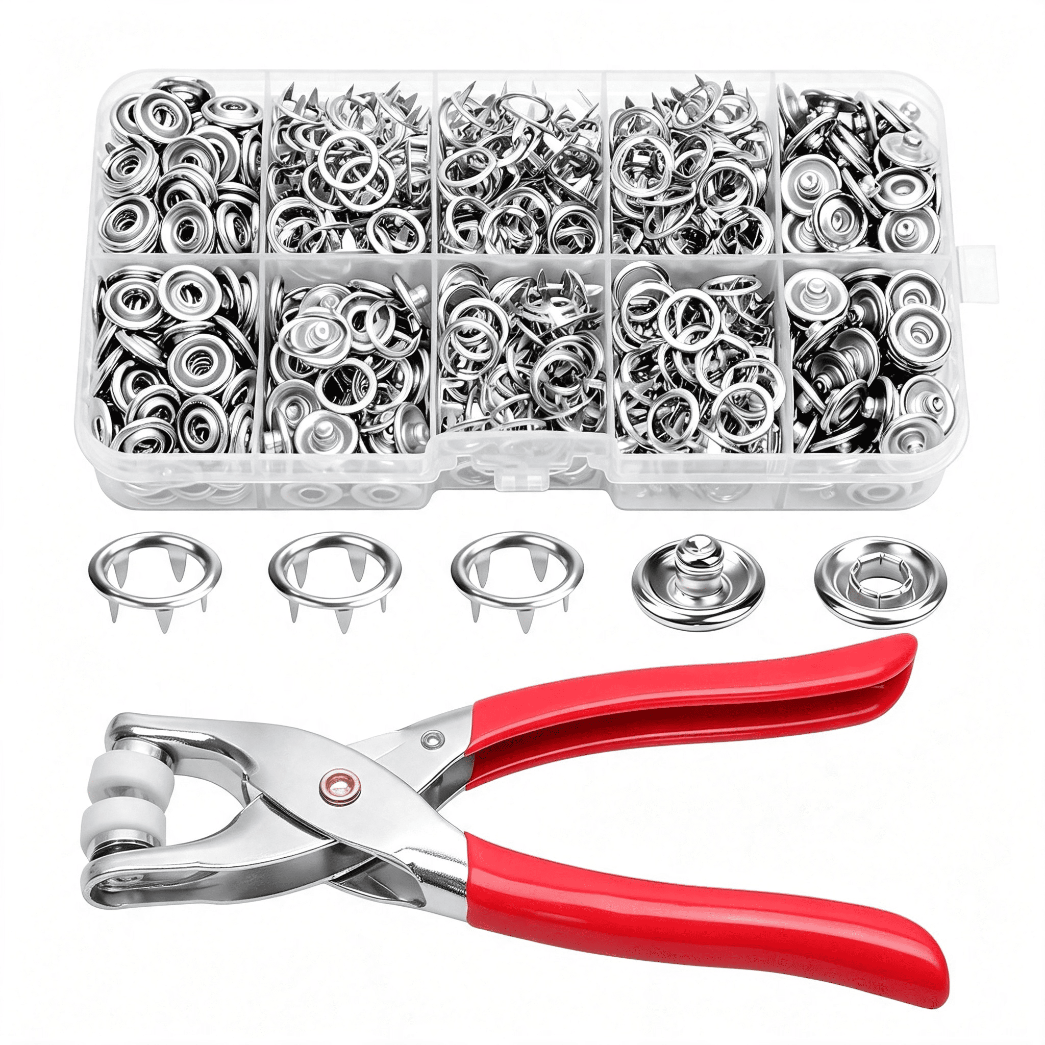 BZCOE 9.5Mm Metal Snap Button Kit-100Set Silver Hollow Snaps for Fabric ...