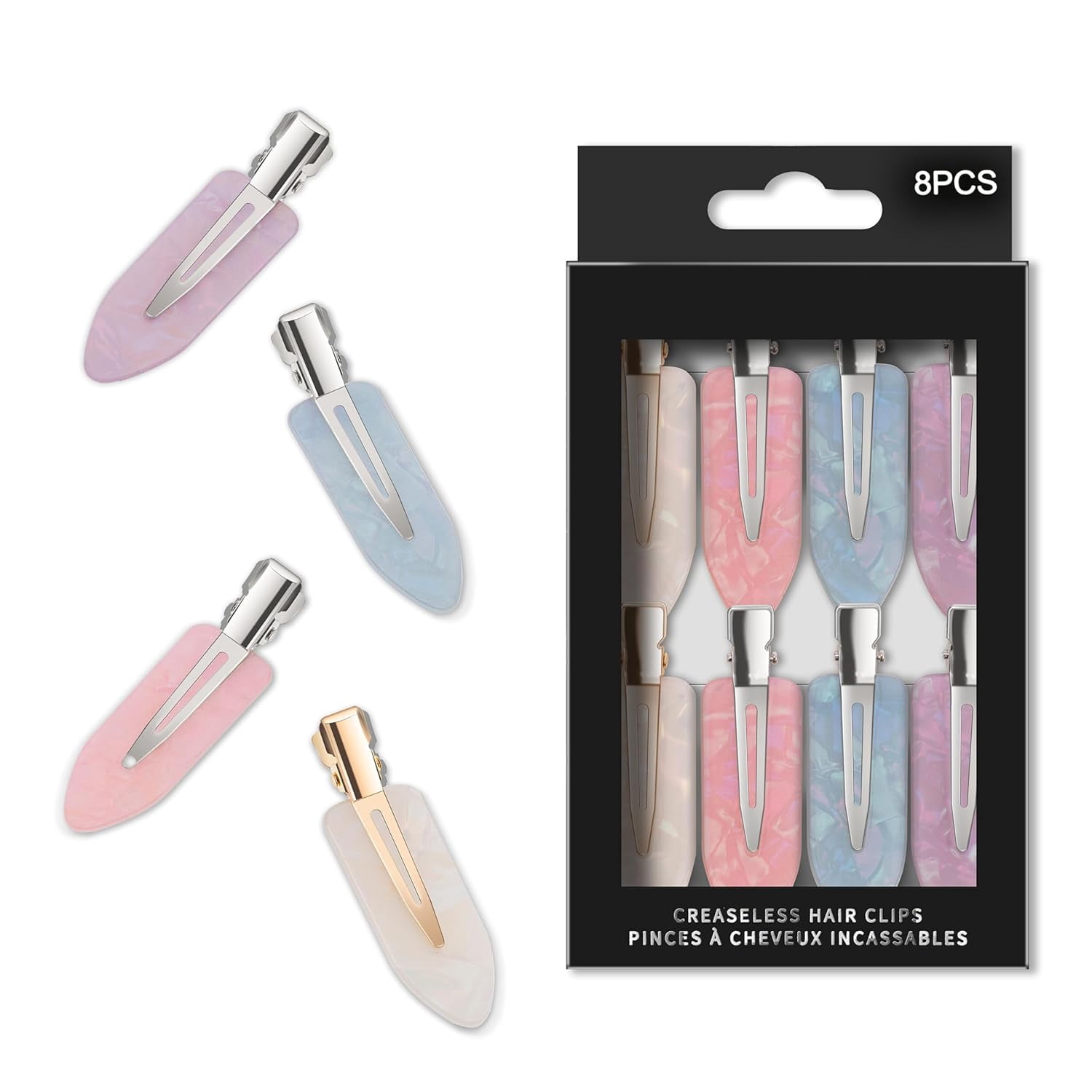 BZCOE Creaseless Hair Clips, 8 Pack - No-Crease Hair Styling Clips for ...