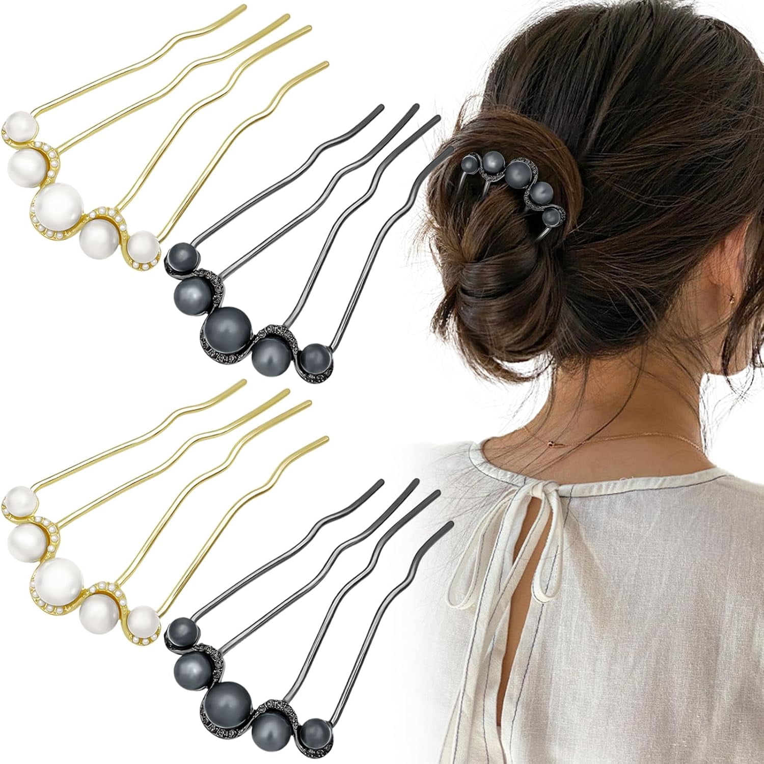 BZCOE Decorative Side Hair Combs for Women,Pearl French Twist Hair Pins ...
