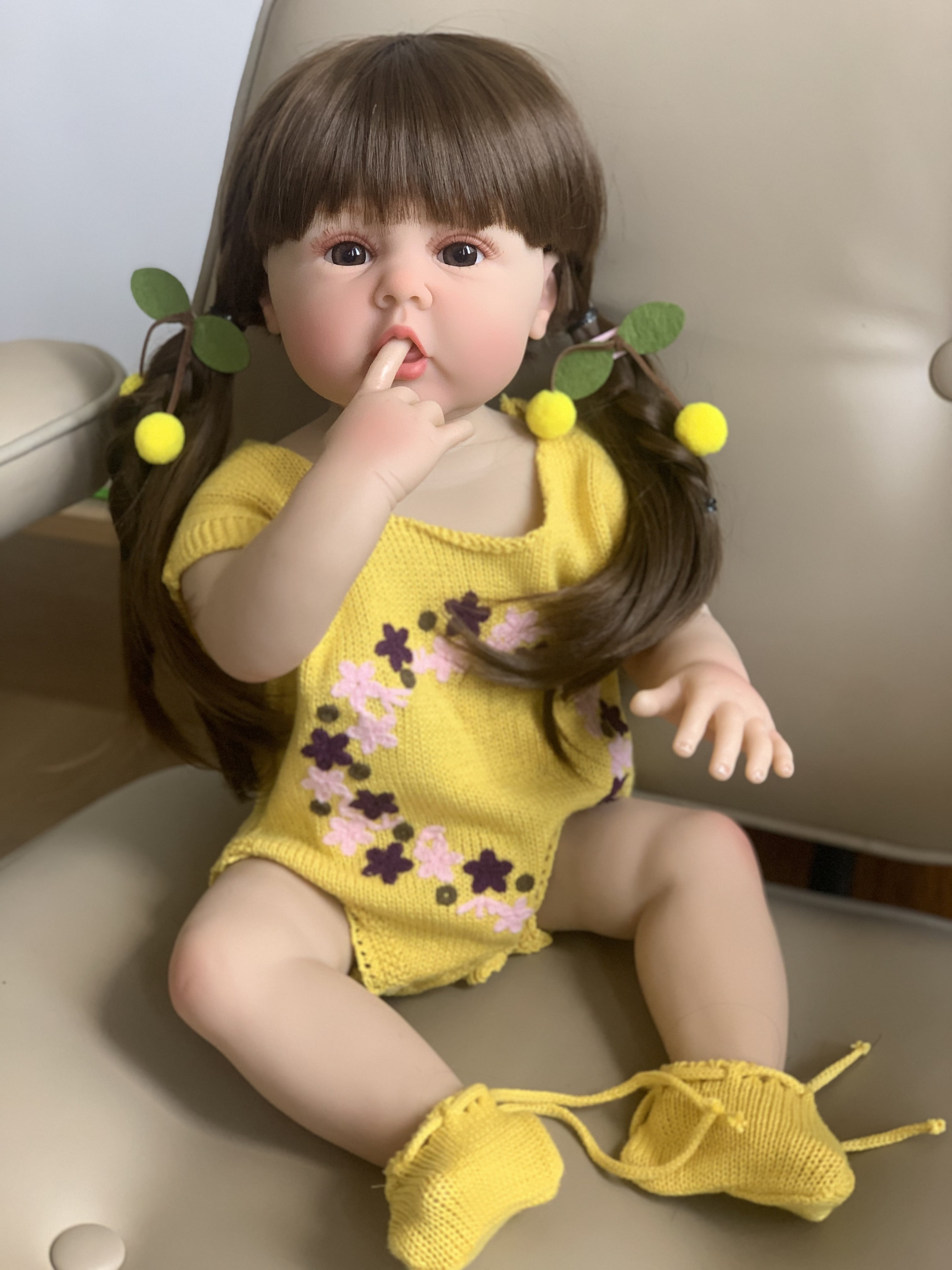 BZDOLL Lifelike 55 CM Full Soft Vinyl Body Baby Reborn Doll Toy 22 Inch Alive Newborn Bebe with ...