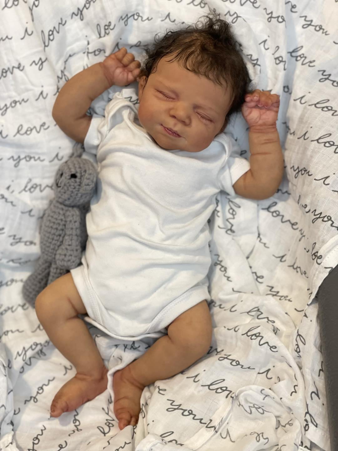 BZDOLL Realistic 48 CM Asleep Reborn Baby Black Skin Doll With Hand ...