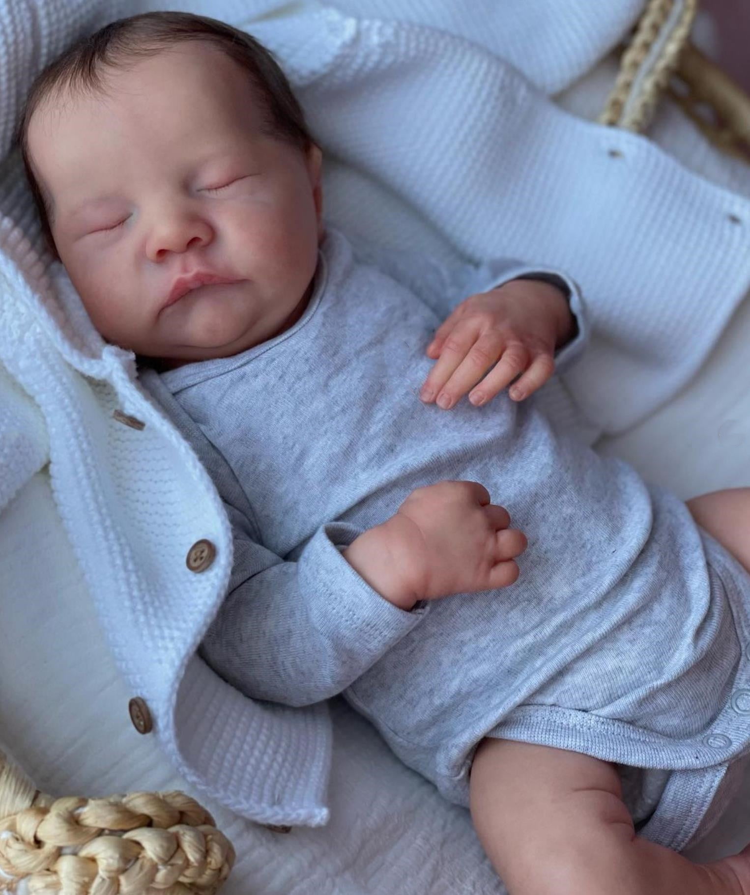 BZDOLL Realistic 48 CM Asleep Reborn Baby Doll With Hand-Painted 3D ...