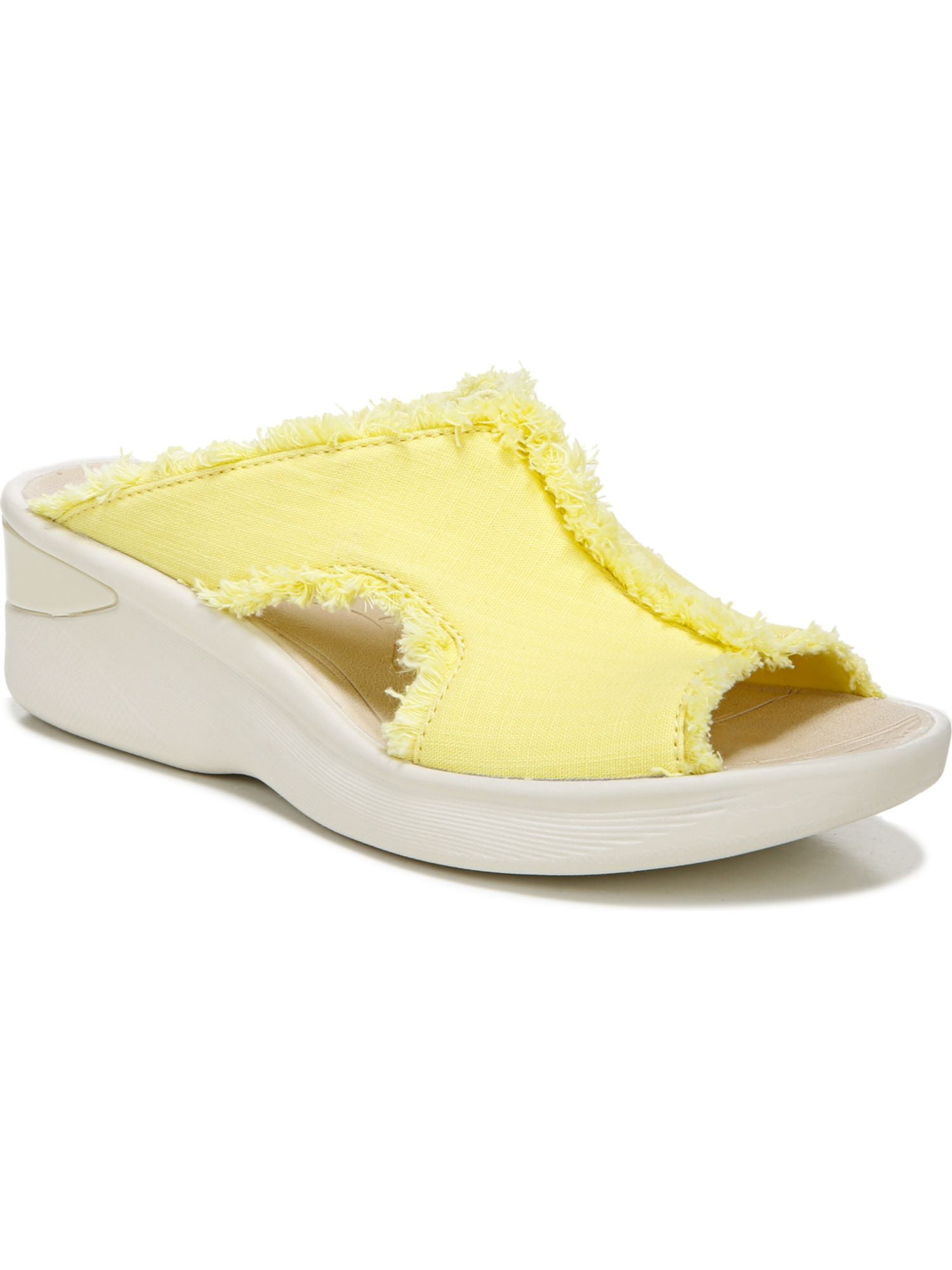 BZEES Womens Yellow Frayed Comfort Serendipity Round Toe Wedge Slip On ...