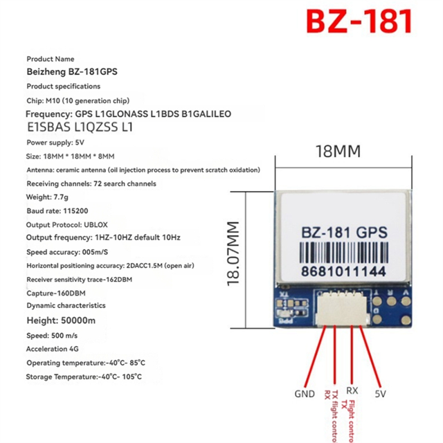 BZ-181 GPS Module Dual Protocol for FPV Flight Control Fixed-Wing Out ...