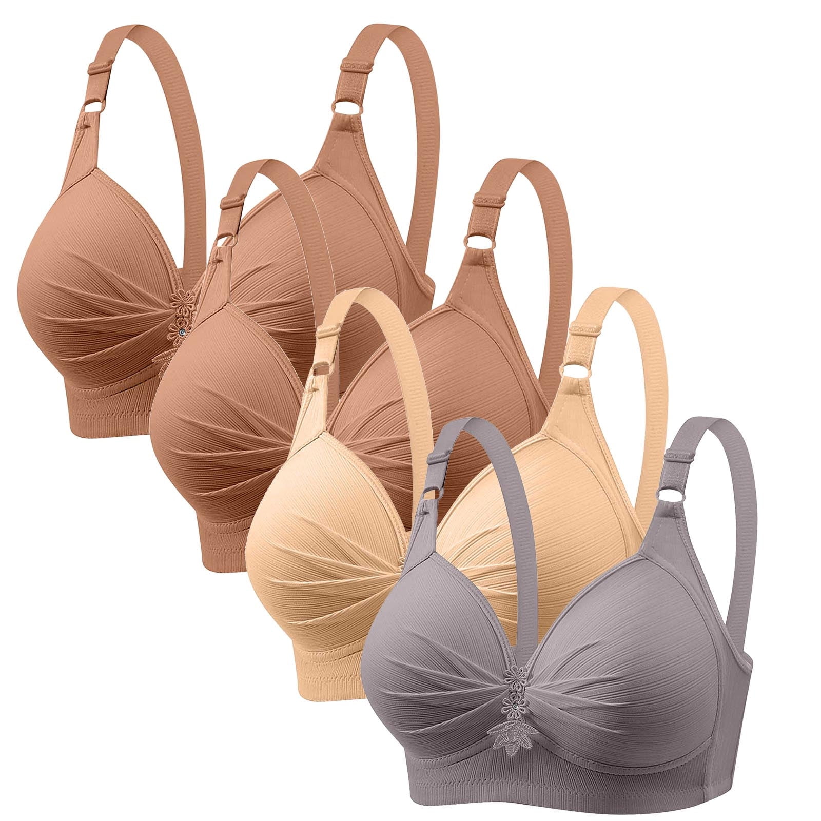 BZGTZT 4 Pack Everyday Bras Pack for Women No Underwire Push Up ...