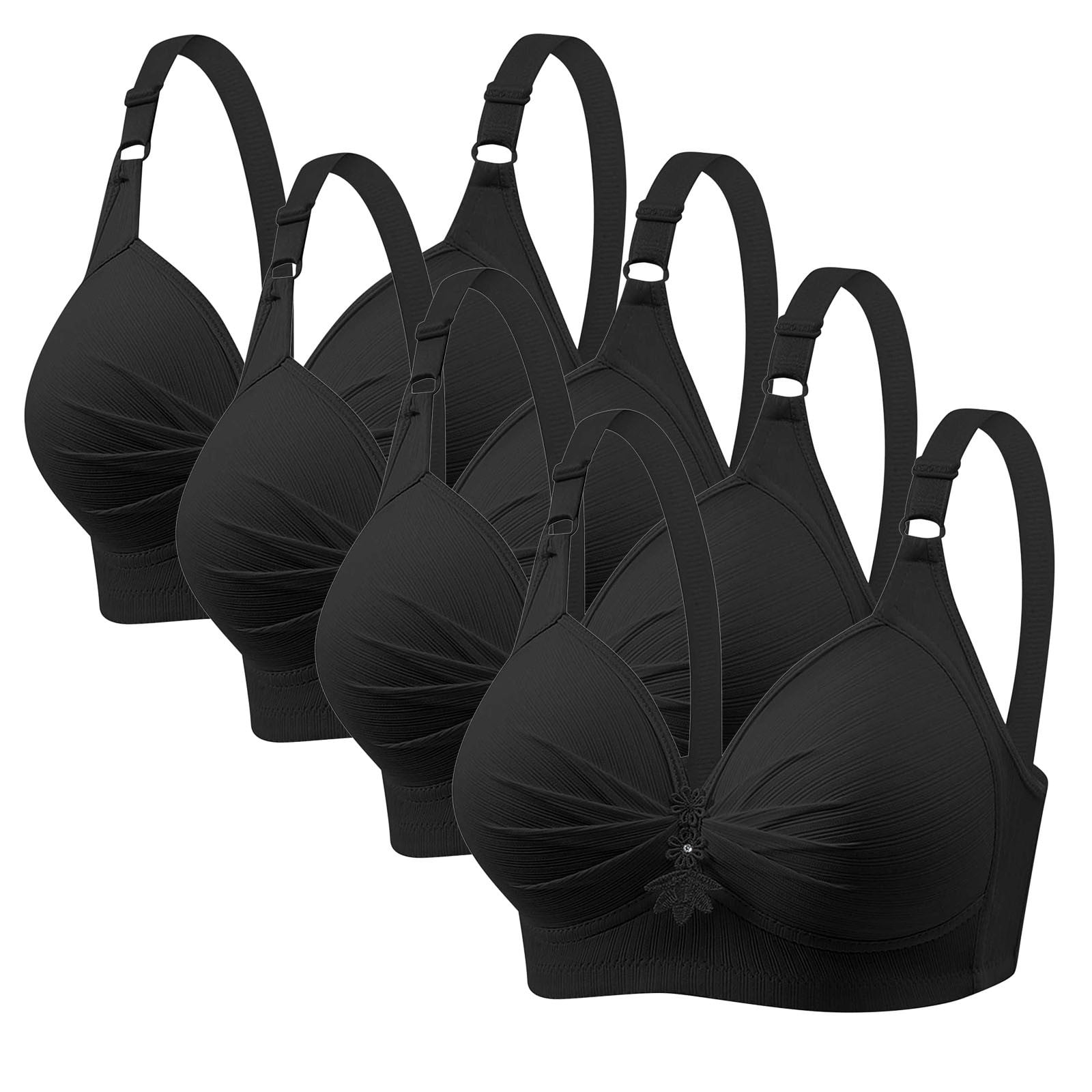 BZGTZT 4pc Bras for Women Wireless Plus Size Bra Full Coverage ...
