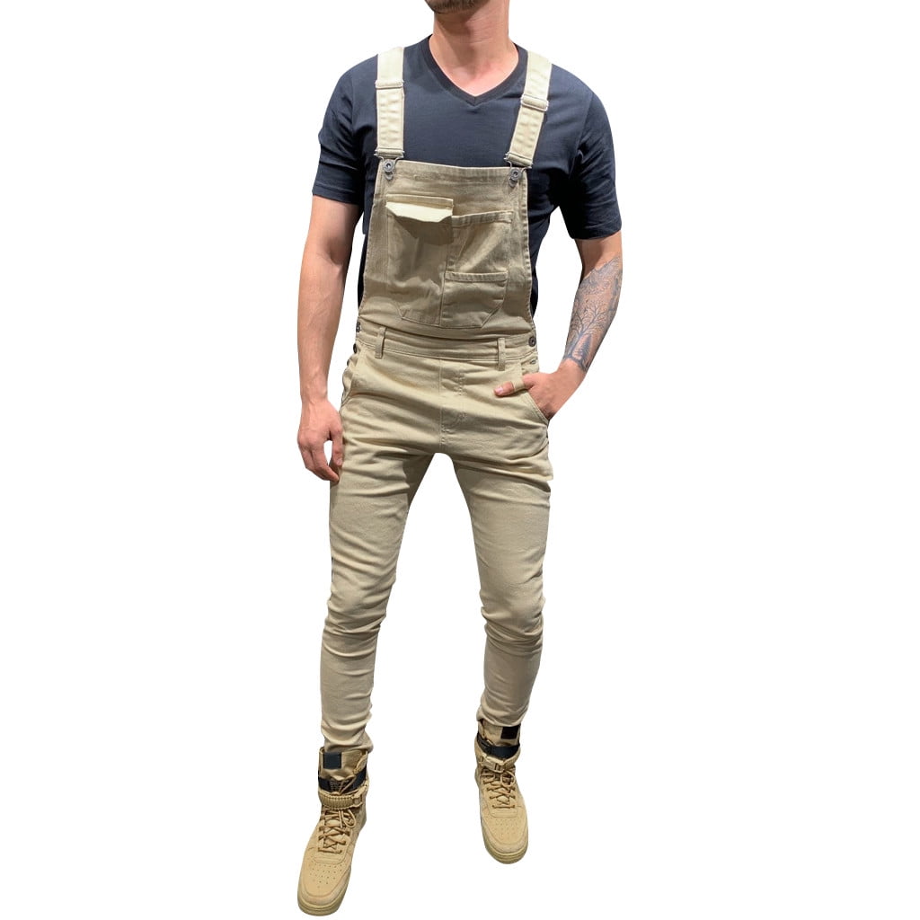 BZGTZT Denim Bib Overalls for Men Big and Tall Work Overalls Fashion ...