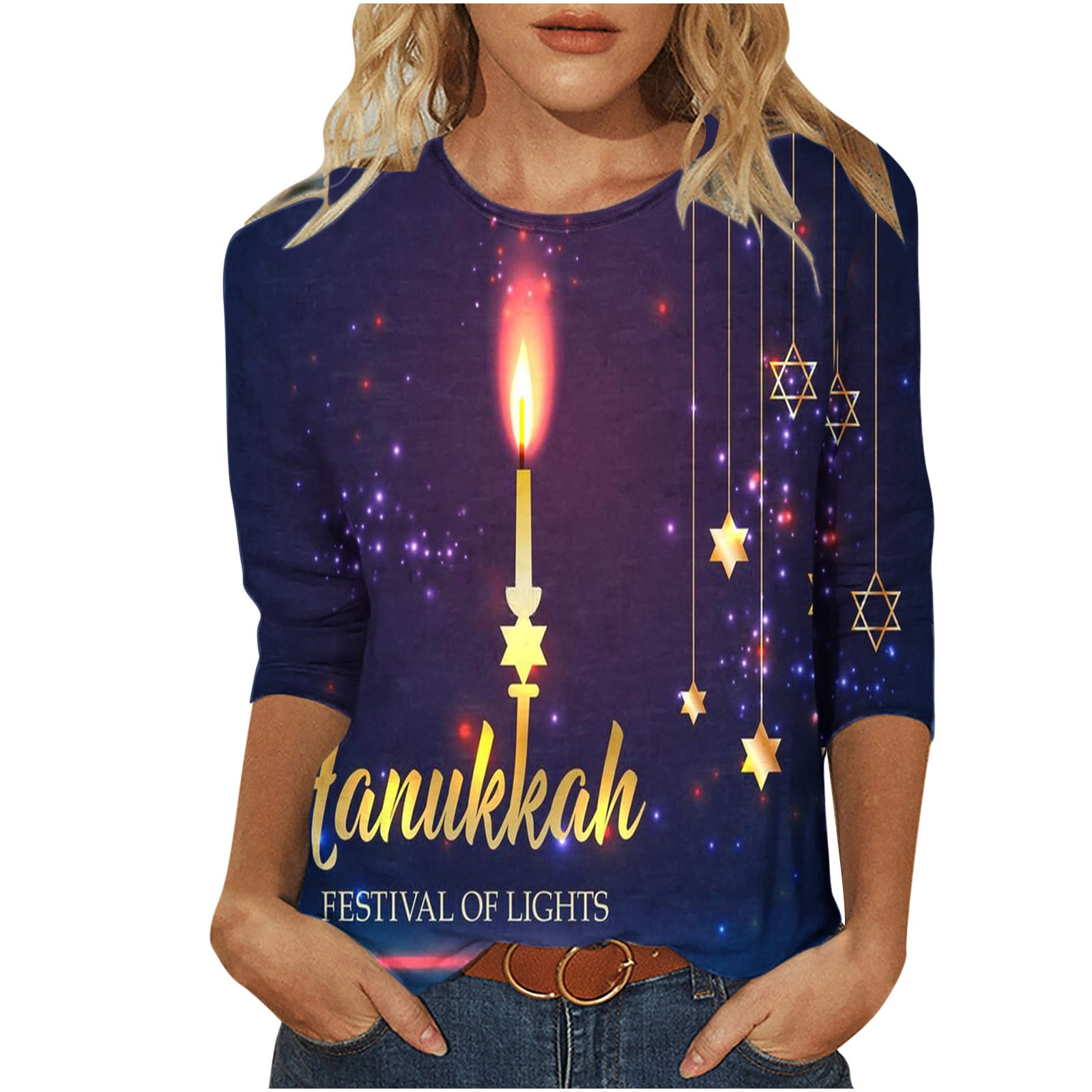 BZGTZT Hanukkah Shirts for Women Chanukah Shirt Jewish Holiday ...