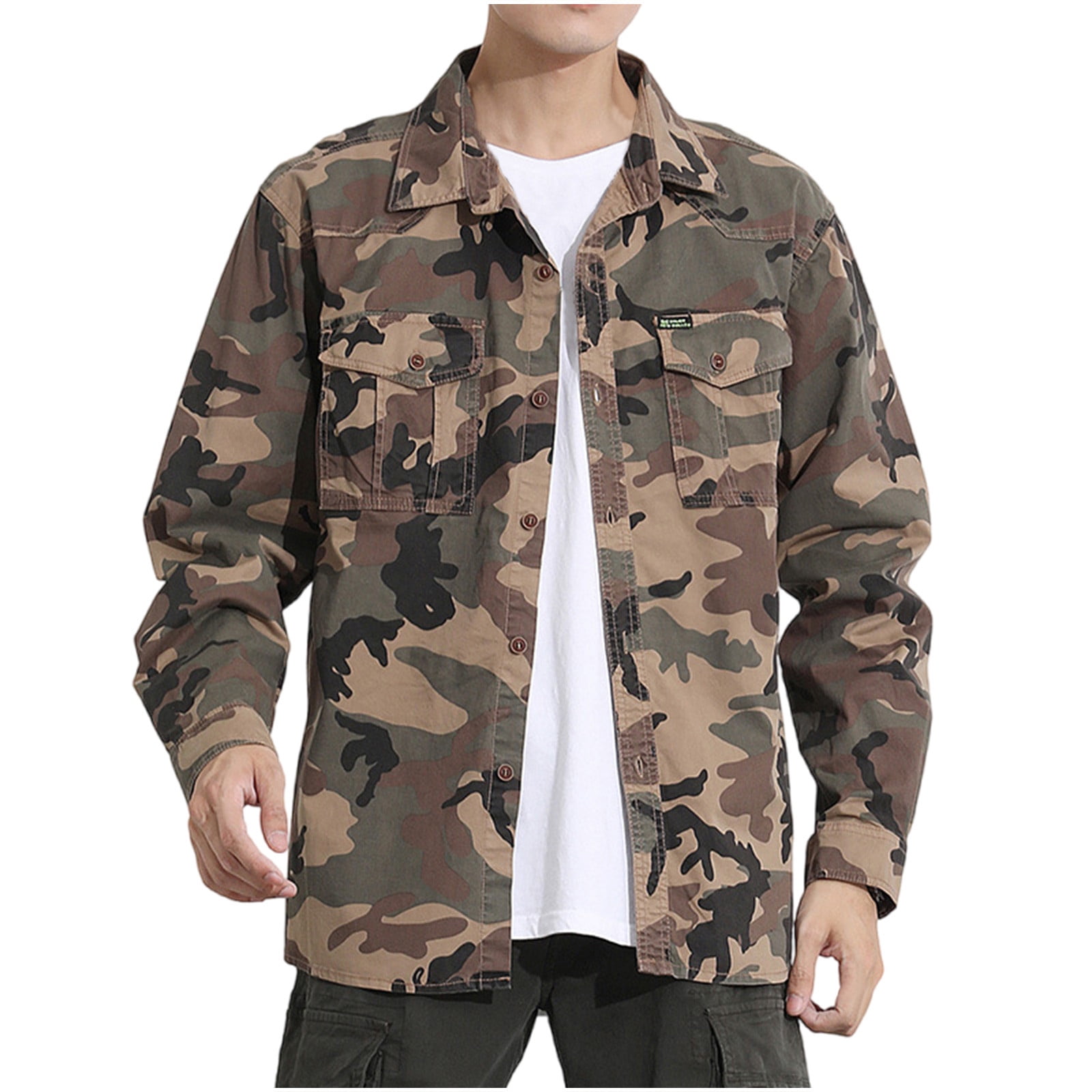 BZGTZT Men's Sport Stand Collar Military Camouflage Active Cargo Jacket ...