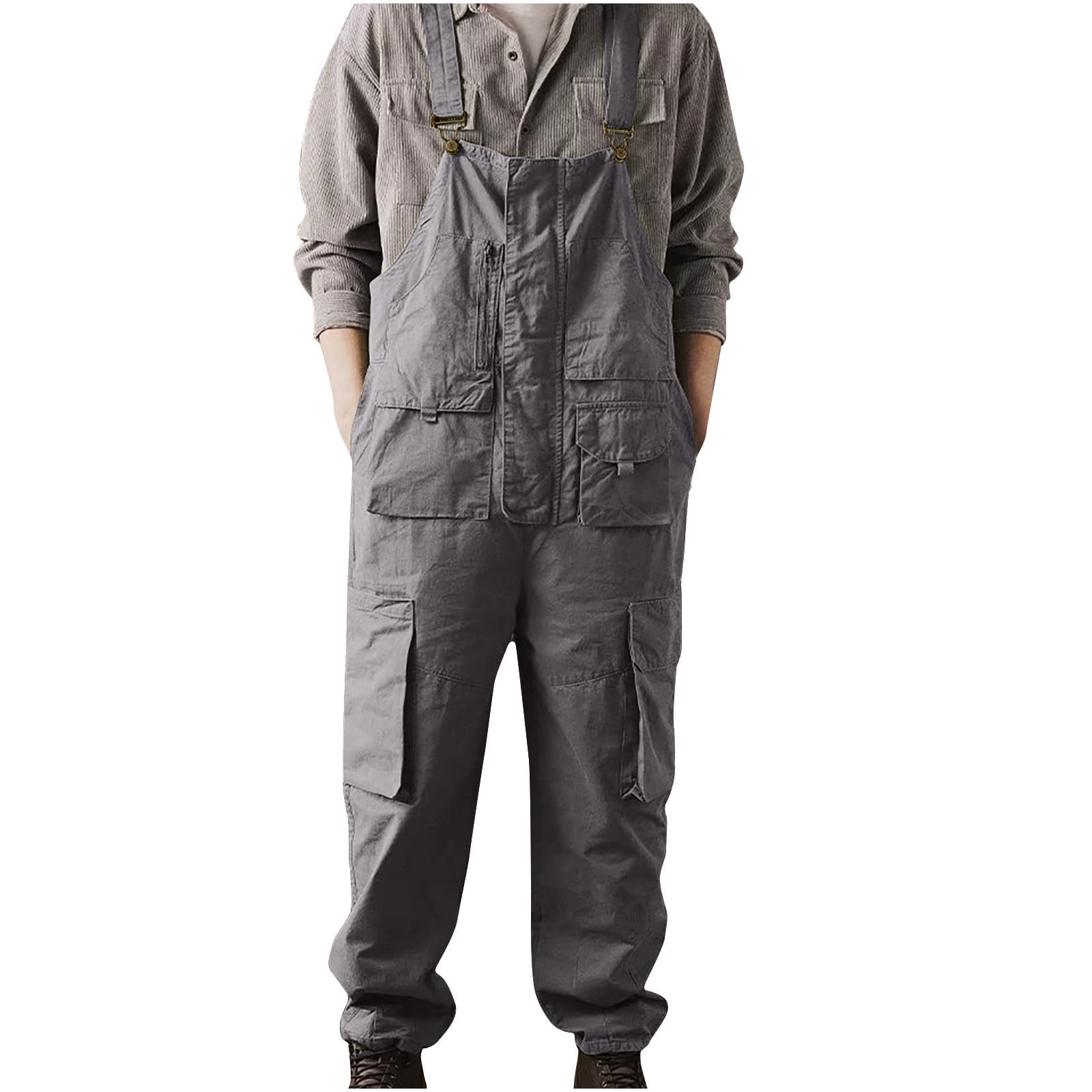 BZGTZT Men's Work Bib Overalls Loose Fit Workwear Sloppy Coveralls with ...