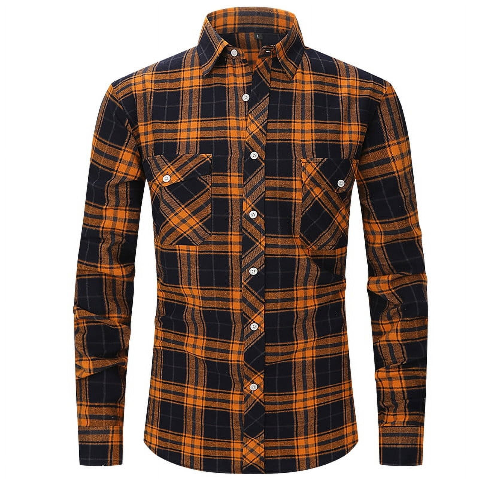 BZGTZT Mens Flannel Plaid Blouse Tops Casual Long Sleeve Button Down ...