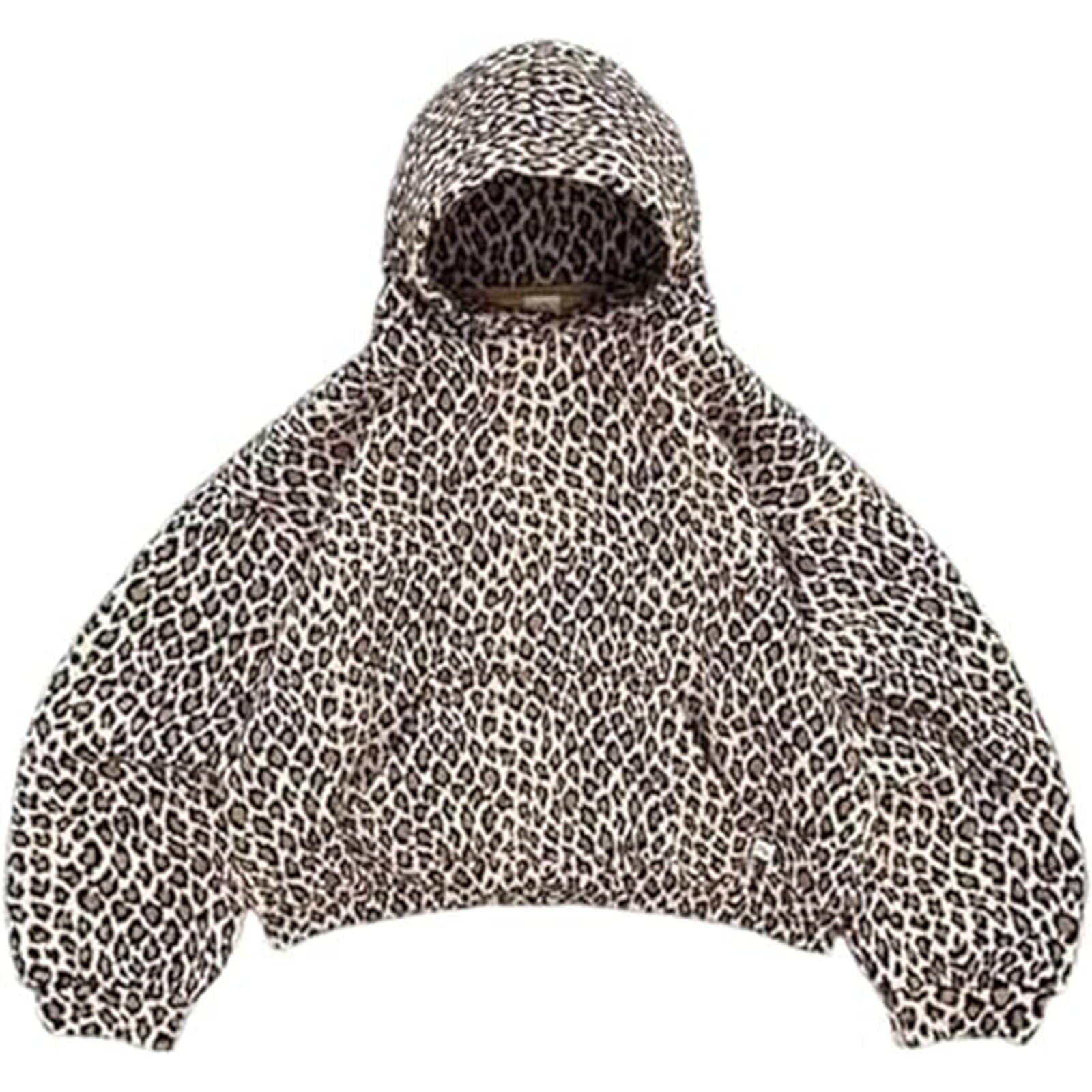 BZGTZT Oversized Leopard Print Hoodie Cheetah Print Streetwear 2000s ...
