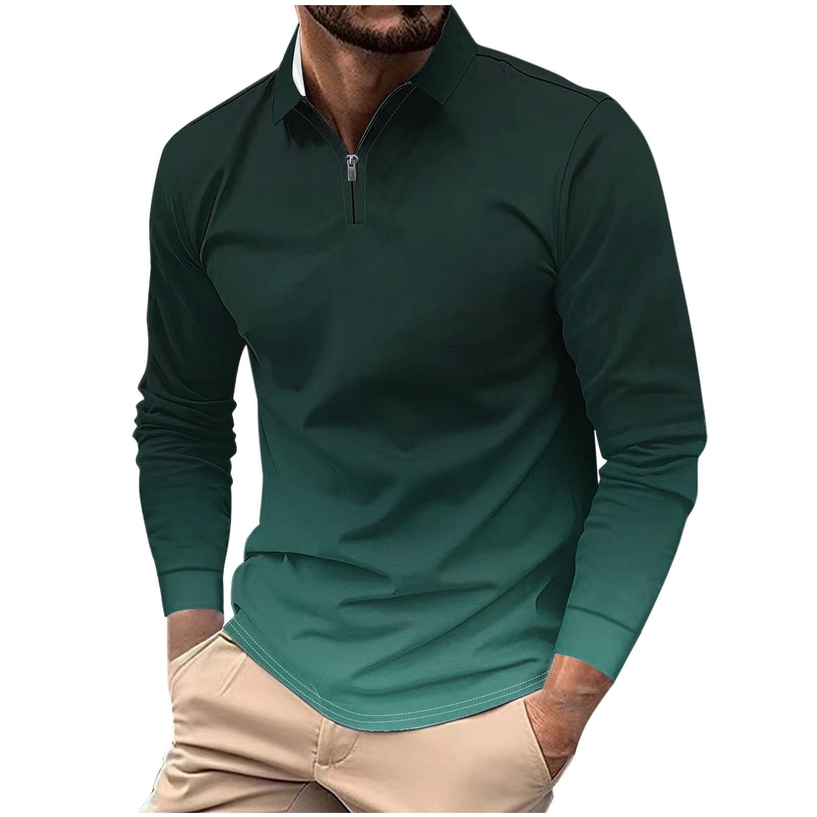 BZGTZT Shirts for Men Quarter Zip Lapel Long Sleeve Blouses Big and ...