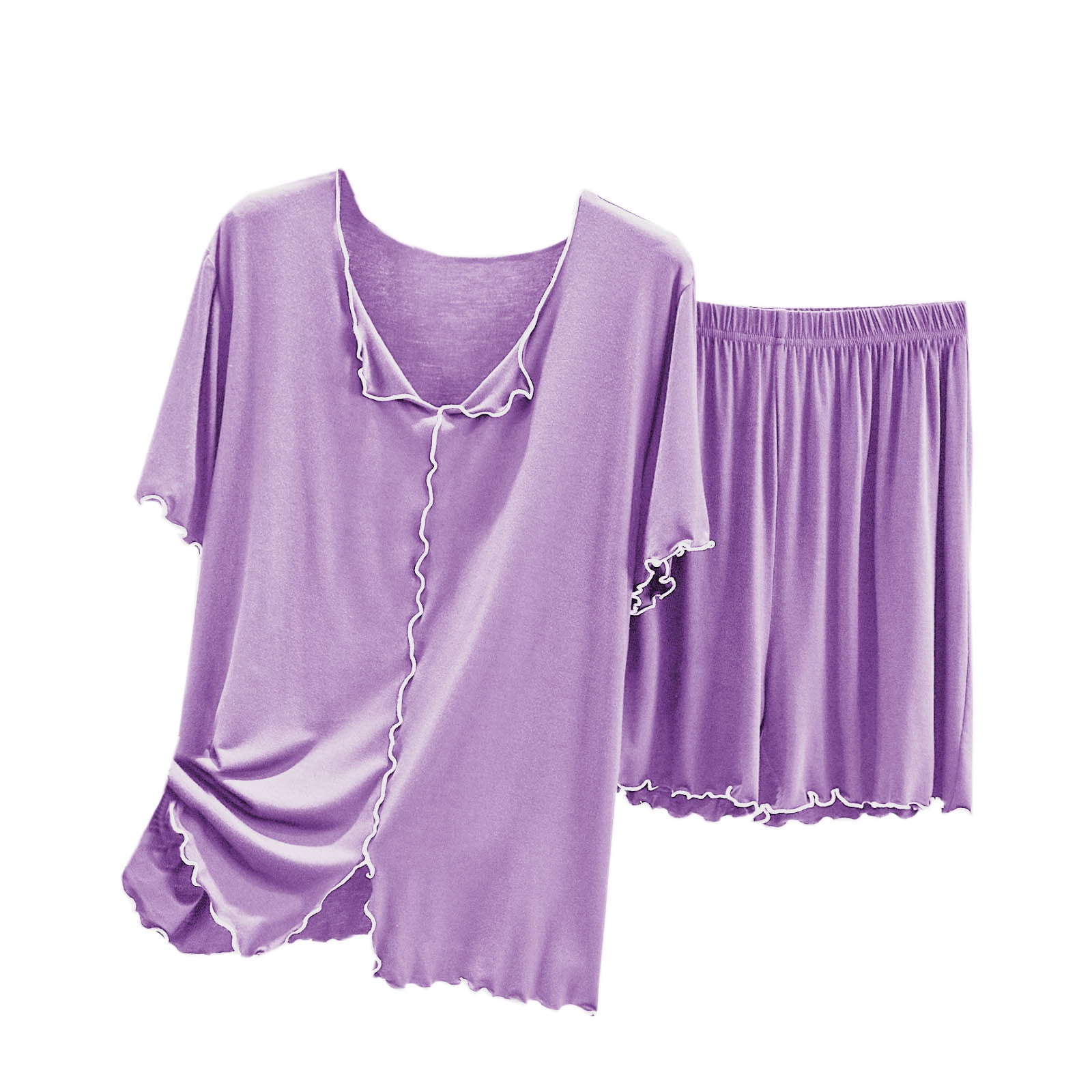 BZGTZT Short Sleeve Button Down Sleepwear for Women Comfy Lounge ...