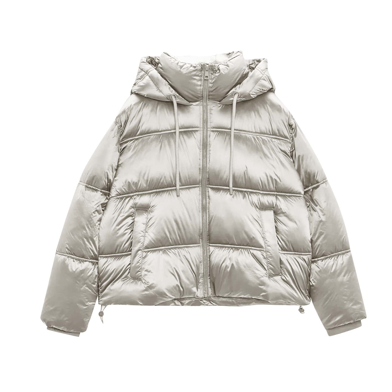 BZGTZT Women's Quilted Metallic Shiny Puffer Jacket Winter Warm Full ...