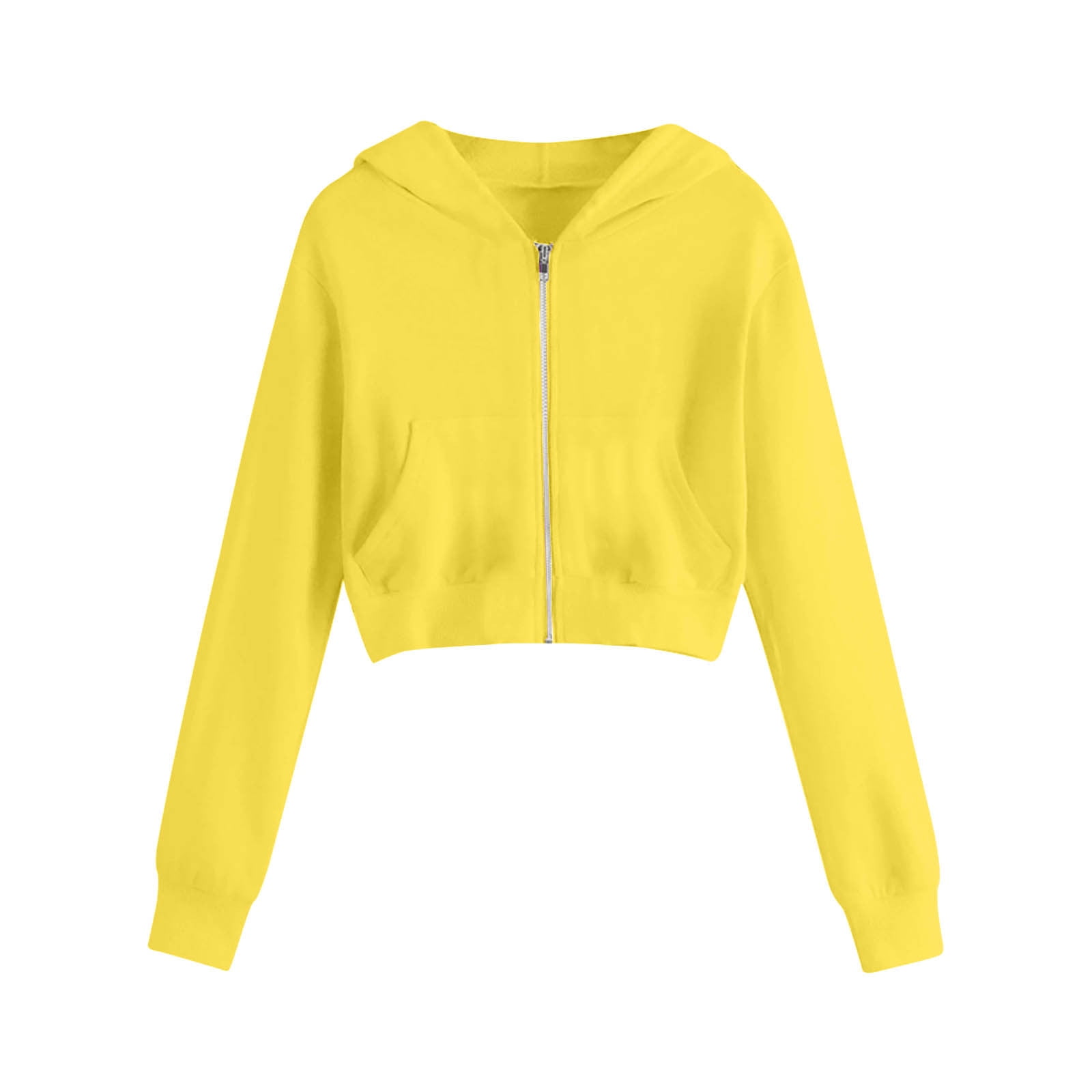 BZGTZT Zip Up Hoodies for Women Cropped Long Sleeve Sweatshirts Jackets ...