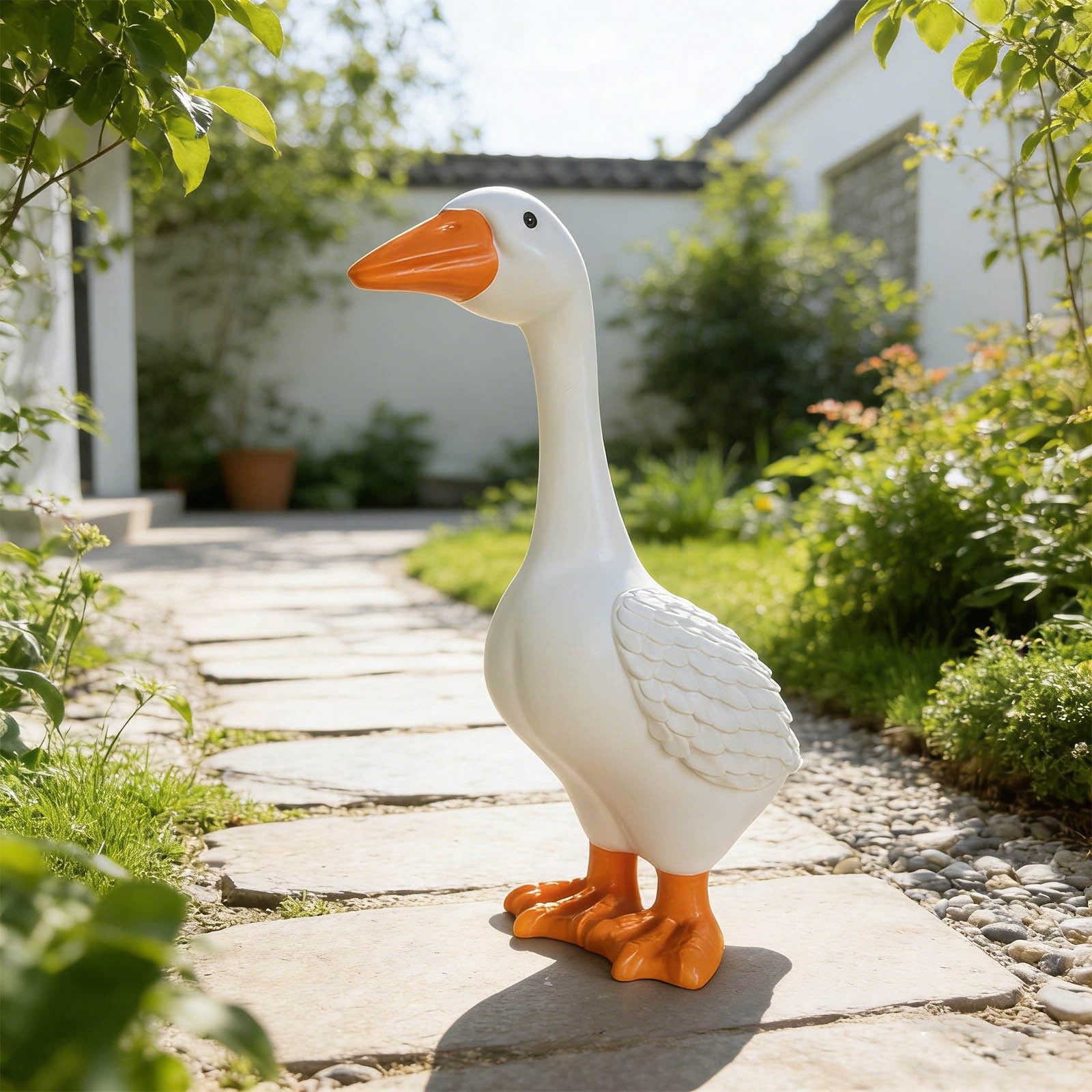 BZPIZ 12" Garden Porch Goose Statues, Funny Goose Farm Fence Decor ...