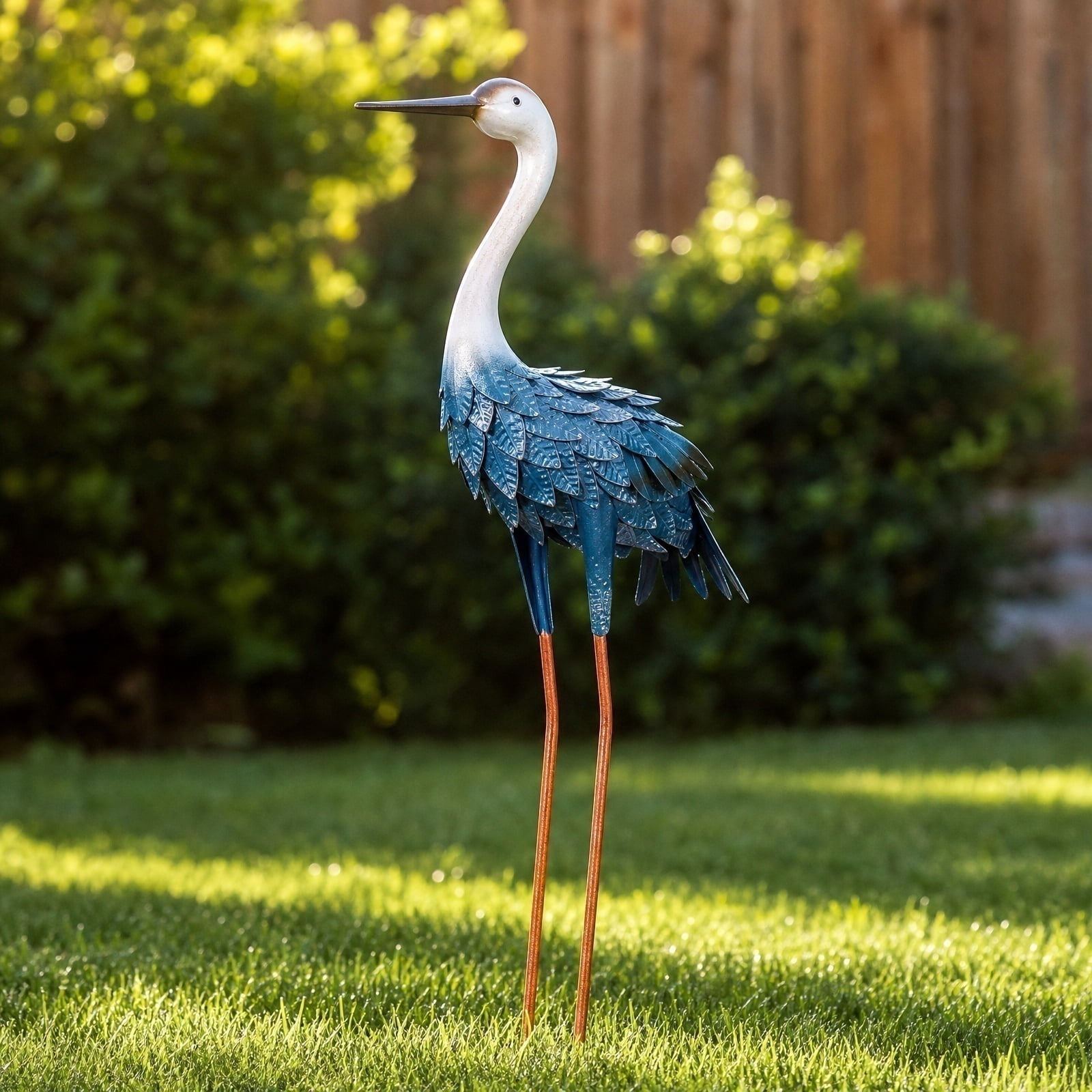 BZPIZ 24" Garden Porch Goose Statues, Crane Farm Fence Decor, Metal ...