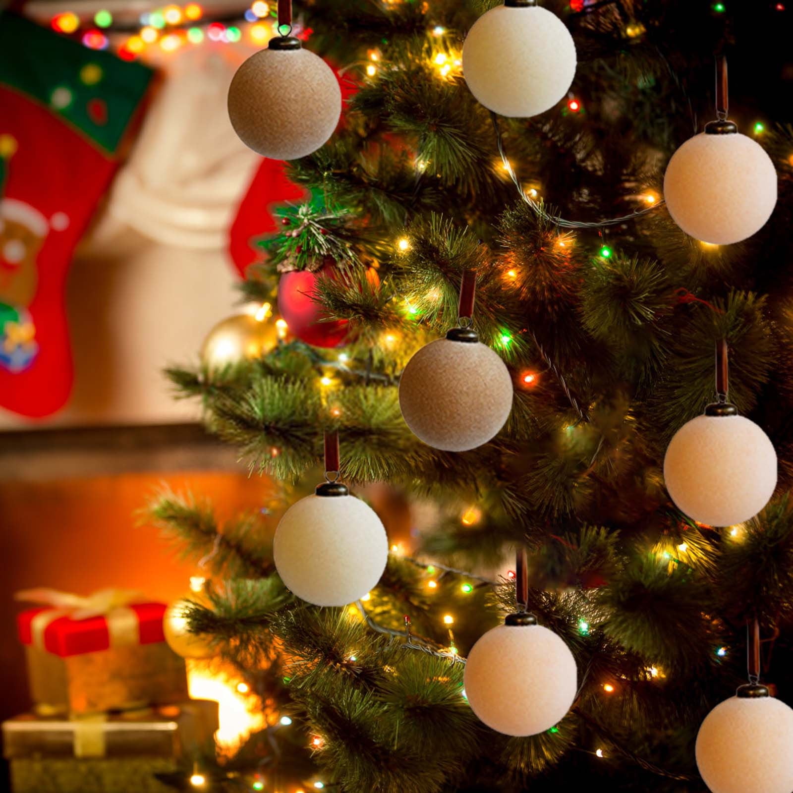 BZPIZ 9pcs Velvet Christmas Ball Ornaments Christmas Balls Shatterproof ...