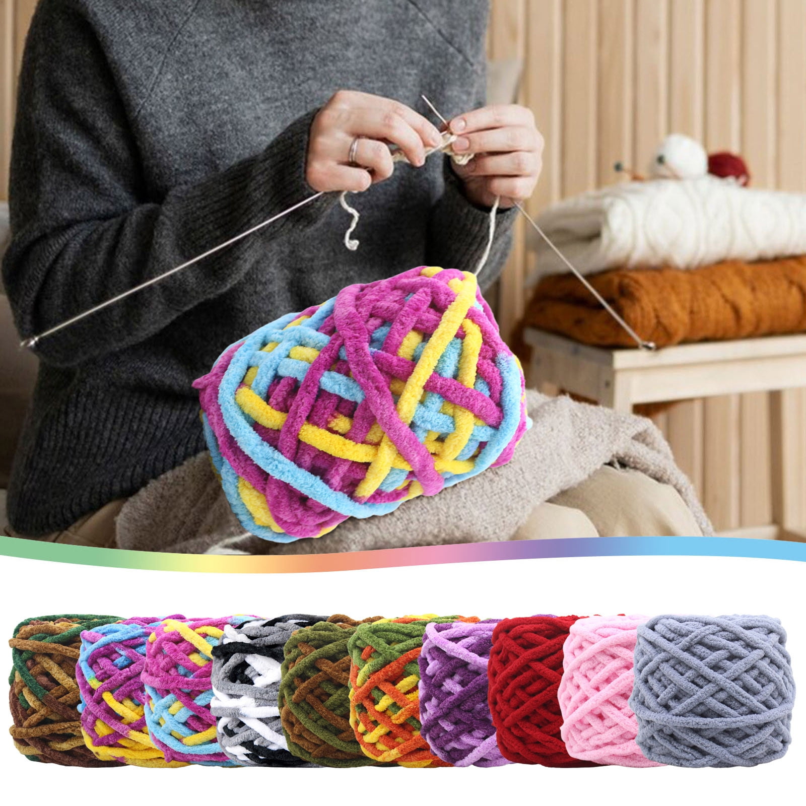 BZPIZ Chunky Yarn Clearance,Soft Cotton Yarn for Hand Knitting Yarn for ...